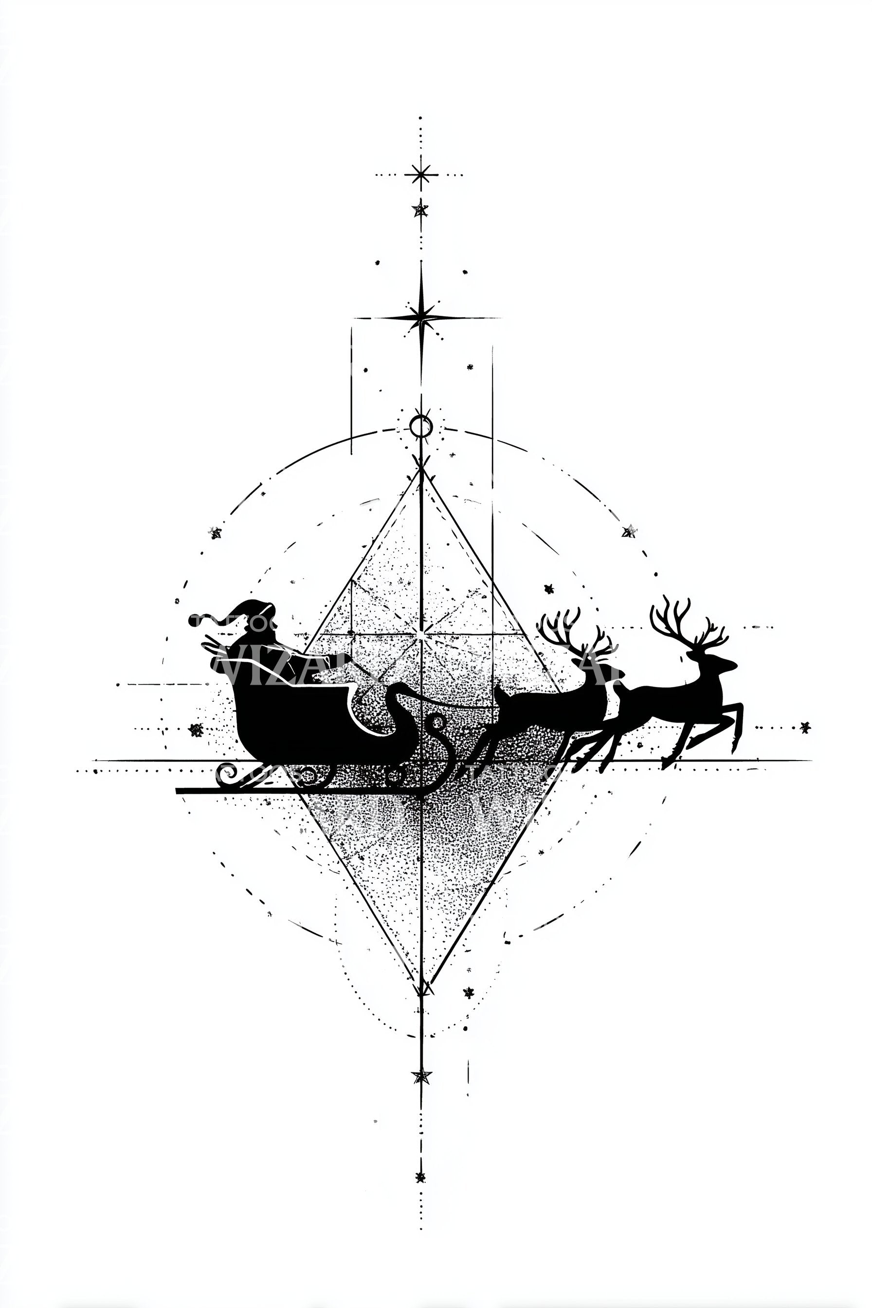 Geometric Santa Sleigh Tattoo Design – Tattoos Wizard Designs