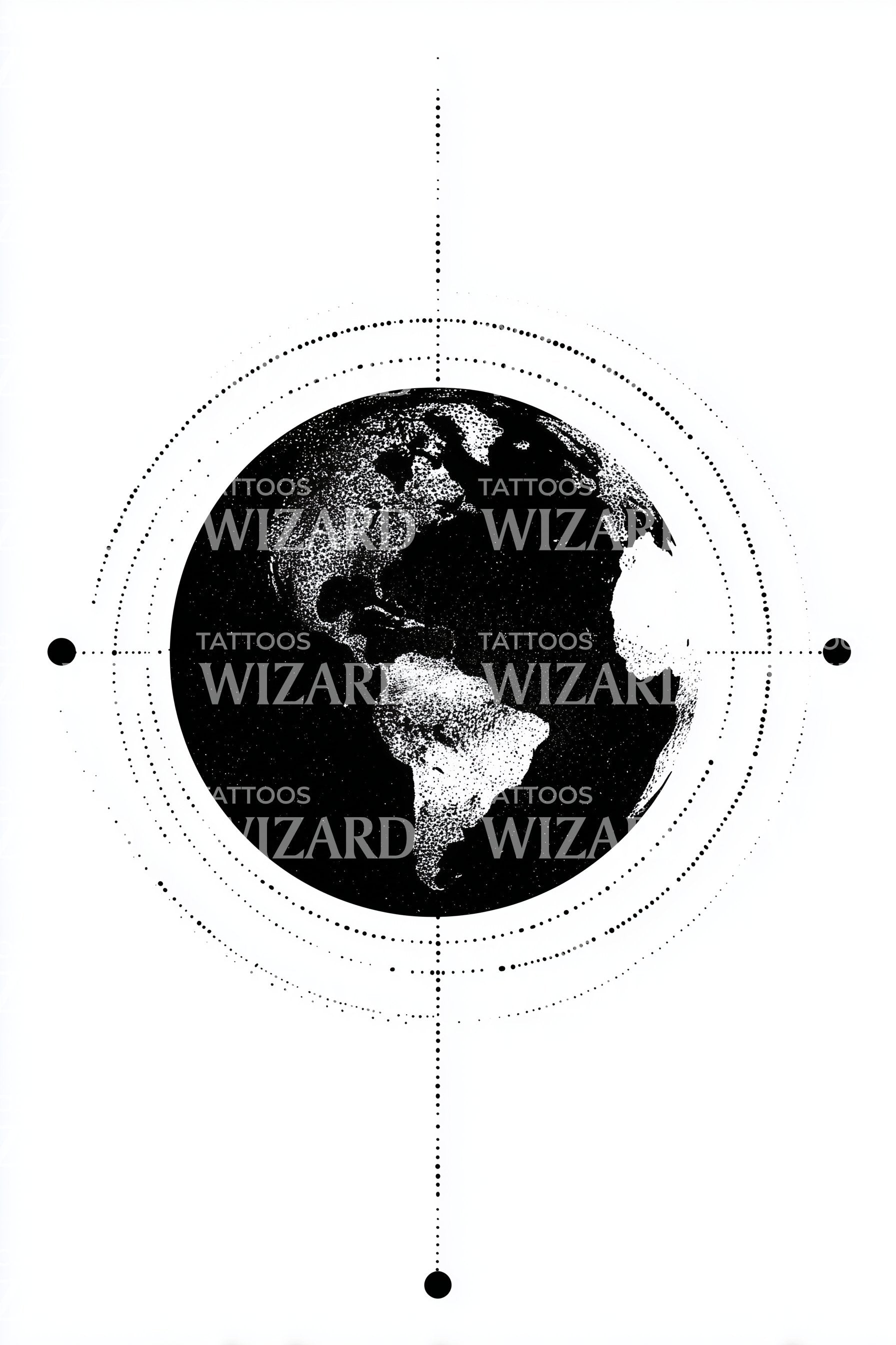 Orbital Earth Diagram Tattoo Design – Tattoos Wizard Designs