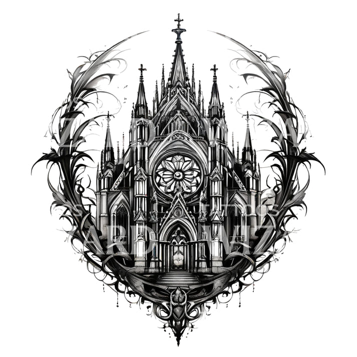 Gothic Cathedral Tattoo Design – Tattoos Wizard Designs