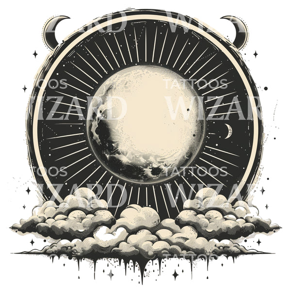 Medieval Engraving of a Solar Eclipse Tattoo Design – Tattoos Wizard ...