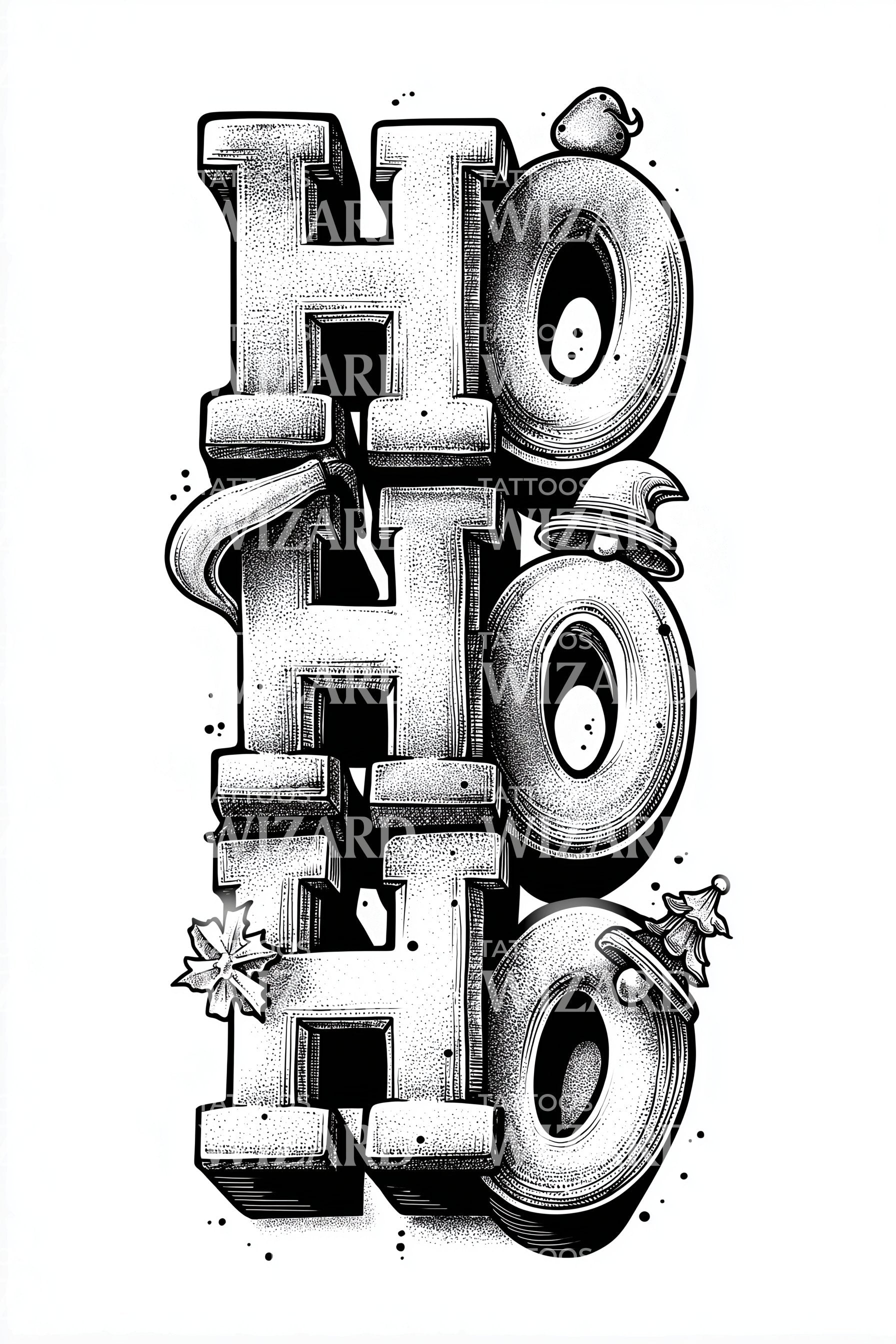 3D Ho Ho Tattoo Design – Tattoos Wizard Designs
