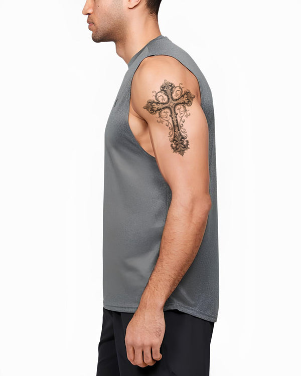 Baroque Cross Black and Grey Tattoo Design – Tattoos Wizard Designs