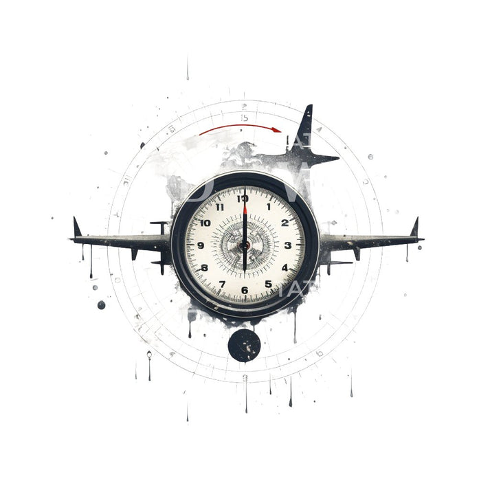 Plane Radar Clock Tattoo Design – Tattoos Wizard Designs