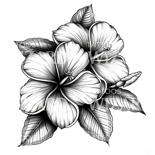 Frangipani Tropical Flower Tattoo Design – Tattoos Wizard Designs