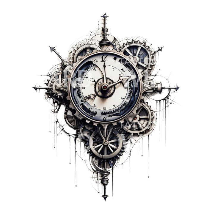 Clockwork Gears Steam Punk Tattoo Design – Tattoos Wizard Designs