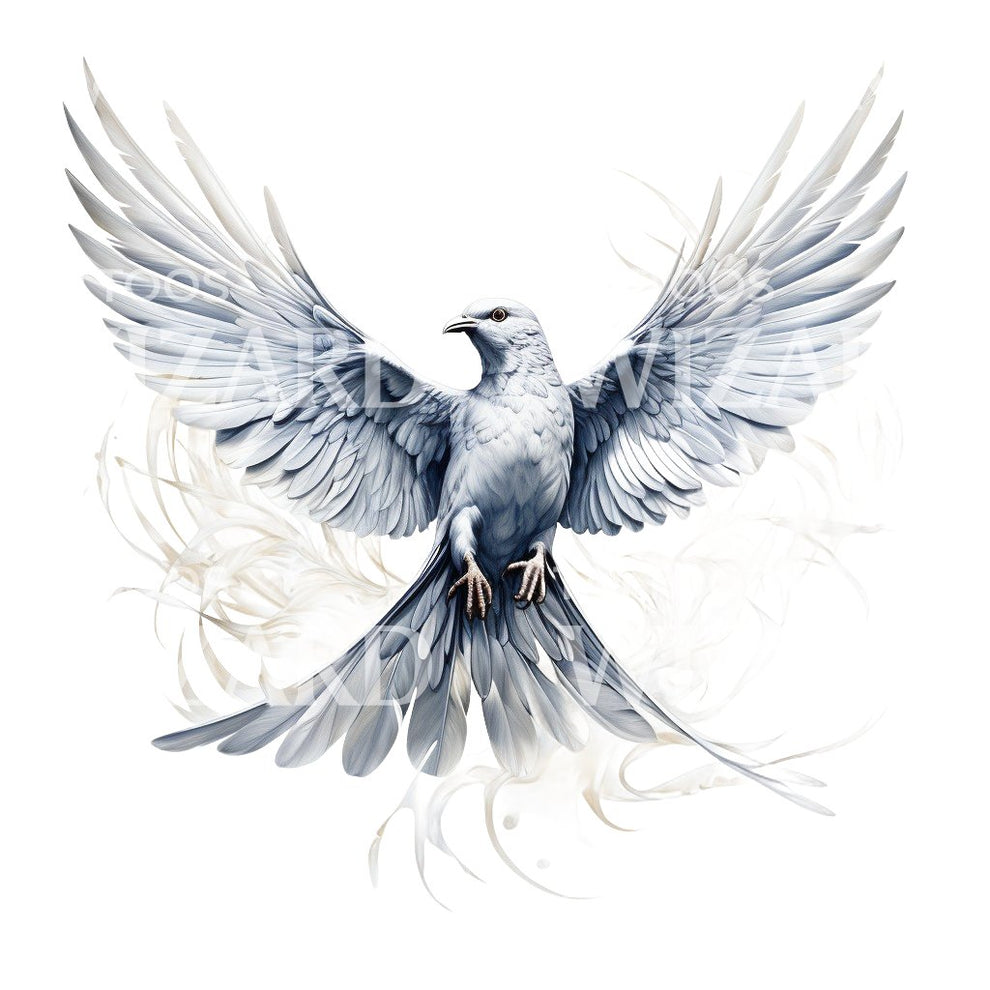 White Dove Spreading its Wings Tattoo Design – Tattoos Wizard Designs