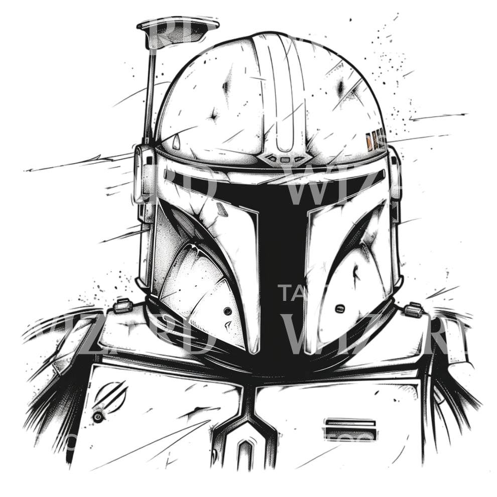 Mandalorian Helmet Star Wars Tattoo Design – Tattoos Wizard Designs