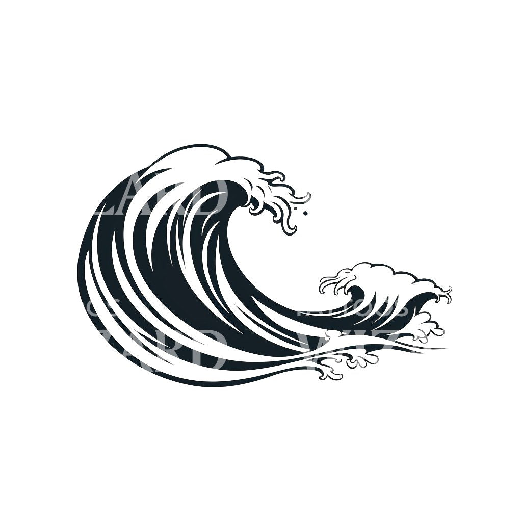 Minimalist Wave Tattoo Design – Tattoos Wizard Designs
