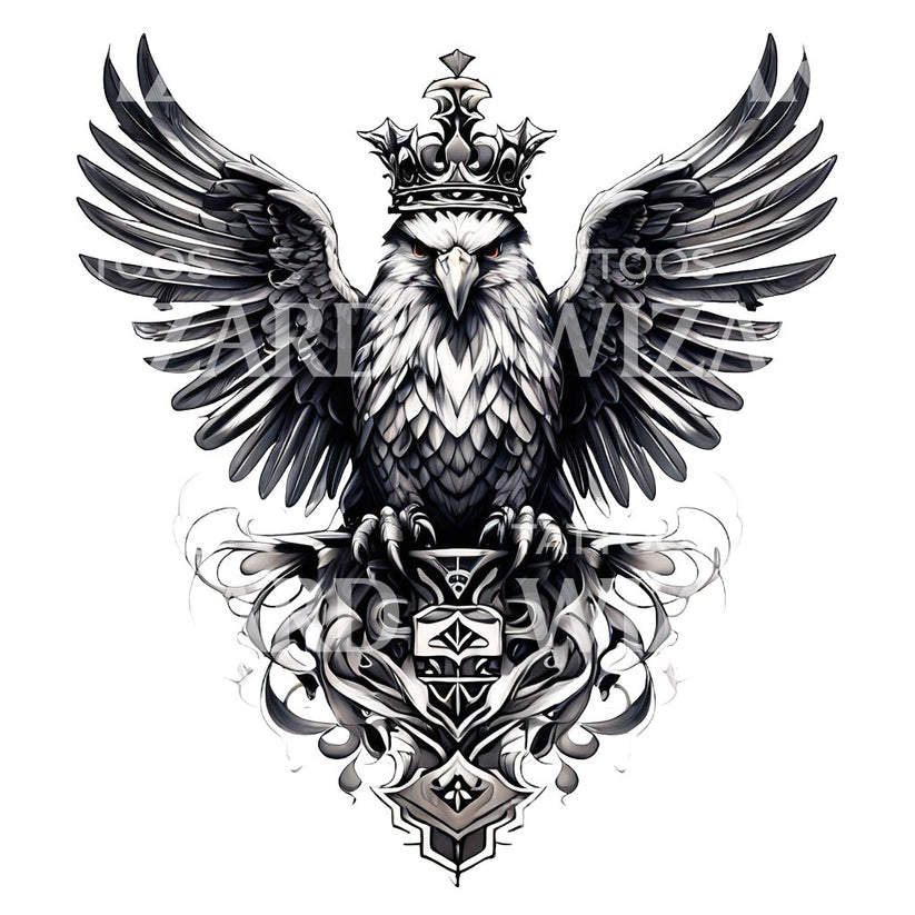 Neotraditional Hawk Chess King Tattoo Design – Tattoos Wizard Designs