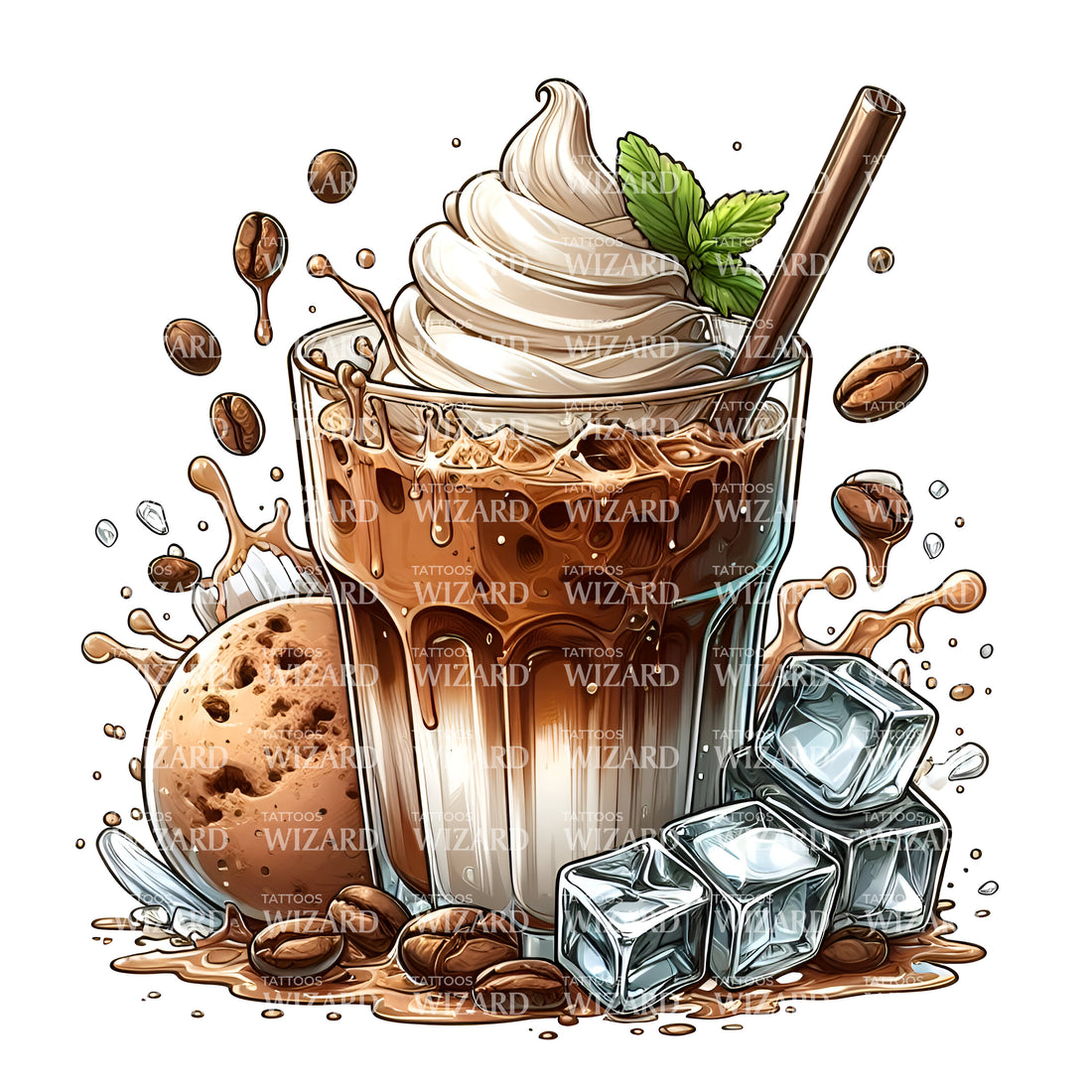 Cup Of Cold Coffee Tattoo Idea – Tattoos Wizard Designs