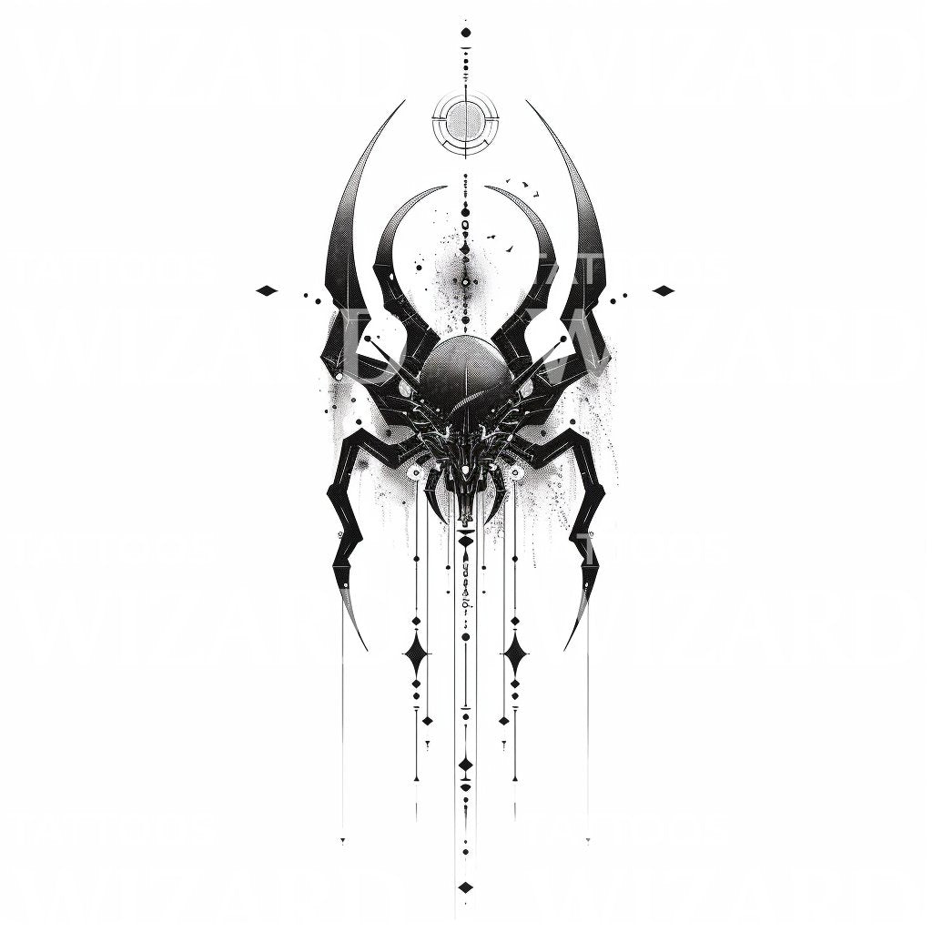 Cyber Sigil with Futuristic Elements Tattoo Design – Tattoos Wizard Designs