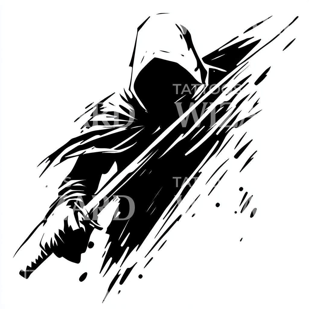 Dark Assassin in the Shadows Tattoo Design – Tattoos Wizard Designs