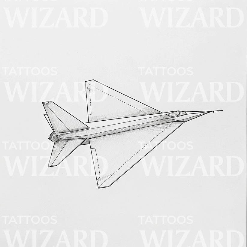 A Minimalist Paper Airplane Outline Tattoo Design – Tattoos Wizard Designs