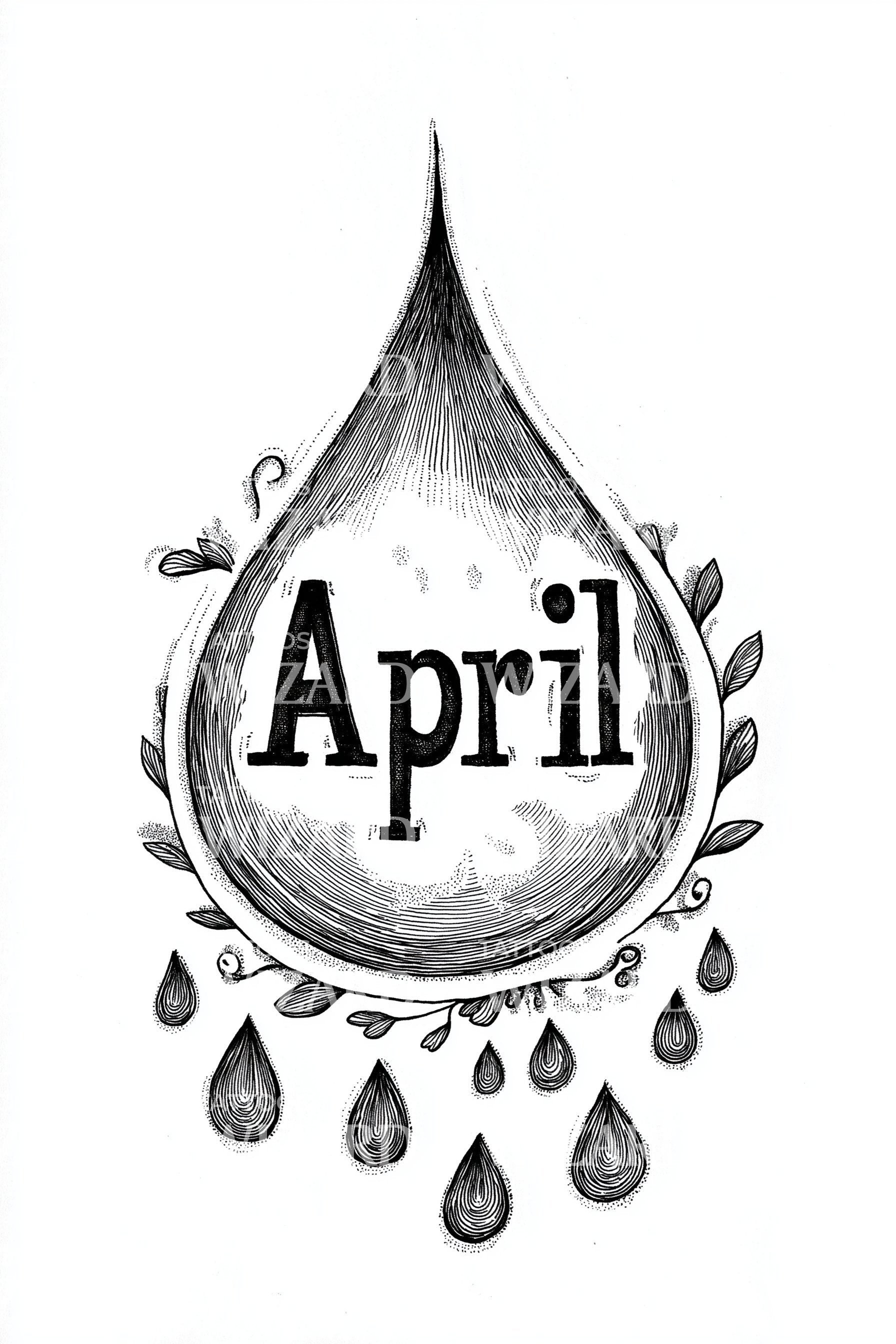 April Water Drop Emblem Tattoo Design – Tattoos Wizard Designs
