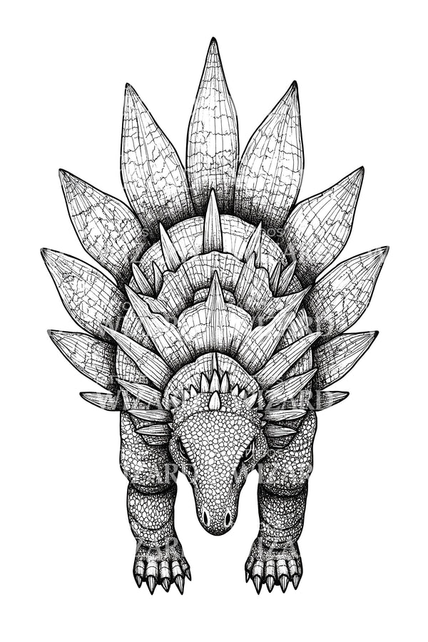 Armored Stegosaurus Tattoo Illustration – Tattoos Wizard Designs