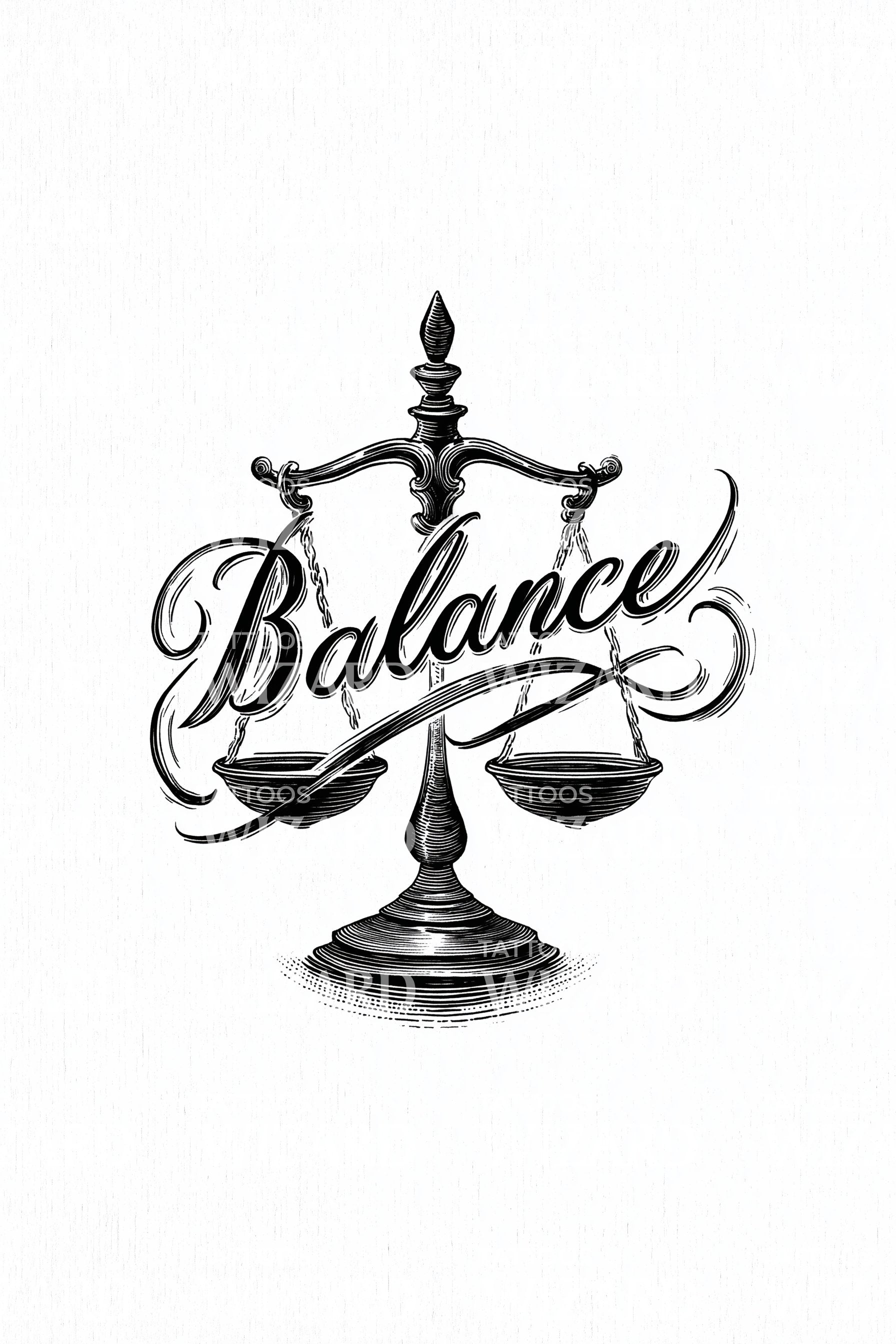 Balance Scales Script Tattoo Design – Tattoos Wizard Designs