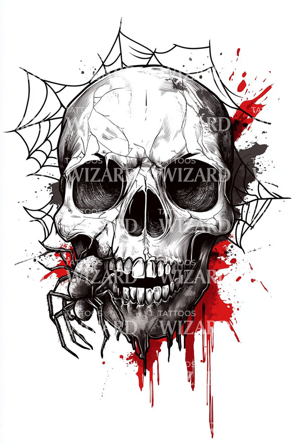 Blood Splatter Skull Tattoo Design – Tattoos Wizard Designs