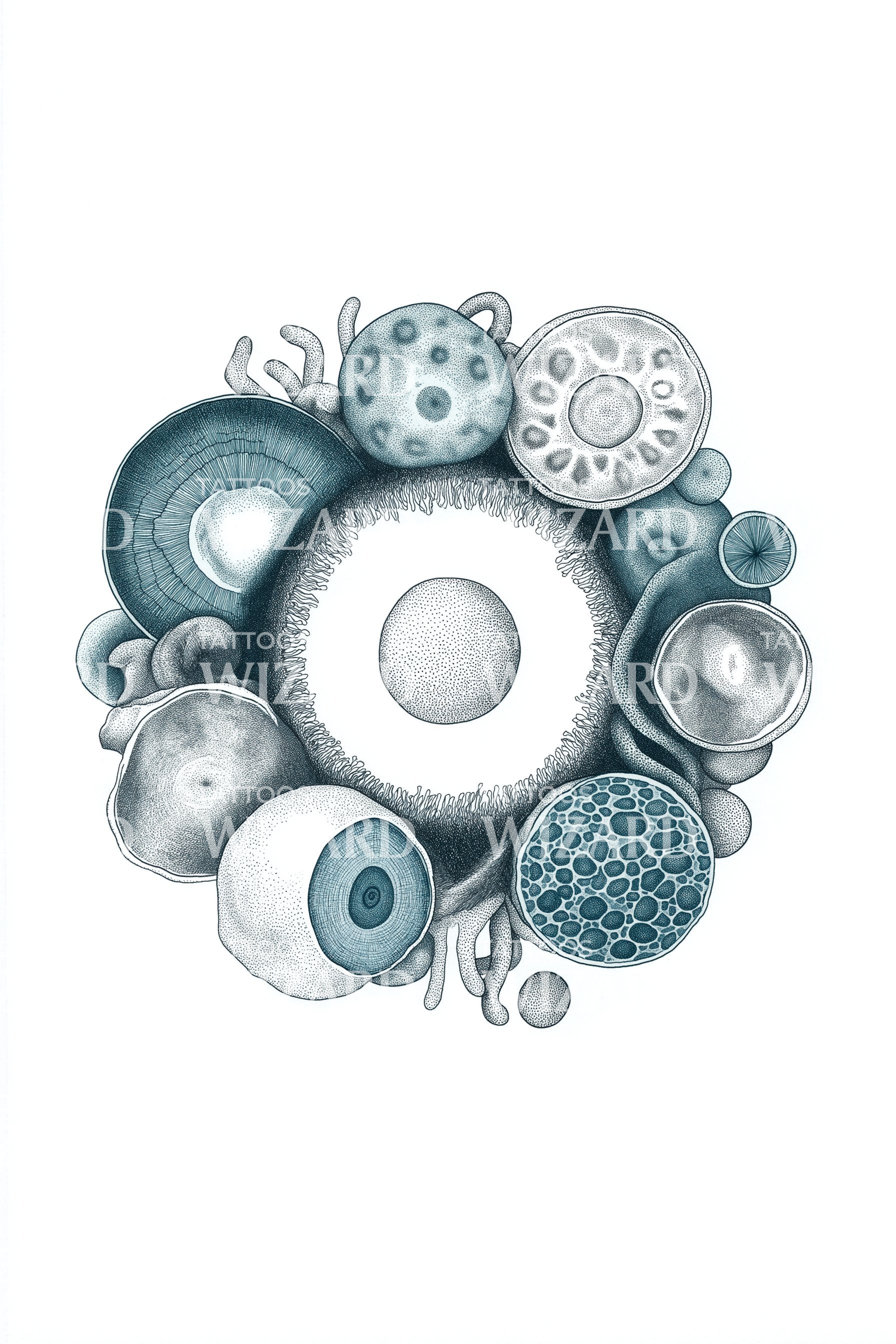 Blue Cell Wreath Tattoo Illustration – Tattoos Wizard Designs