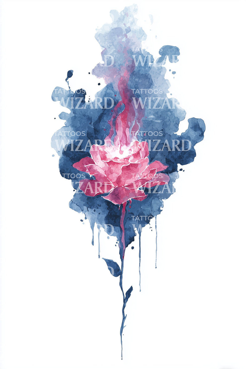 Blue Lotus Splash Tattoo Design – Tattoos Wizard Designs