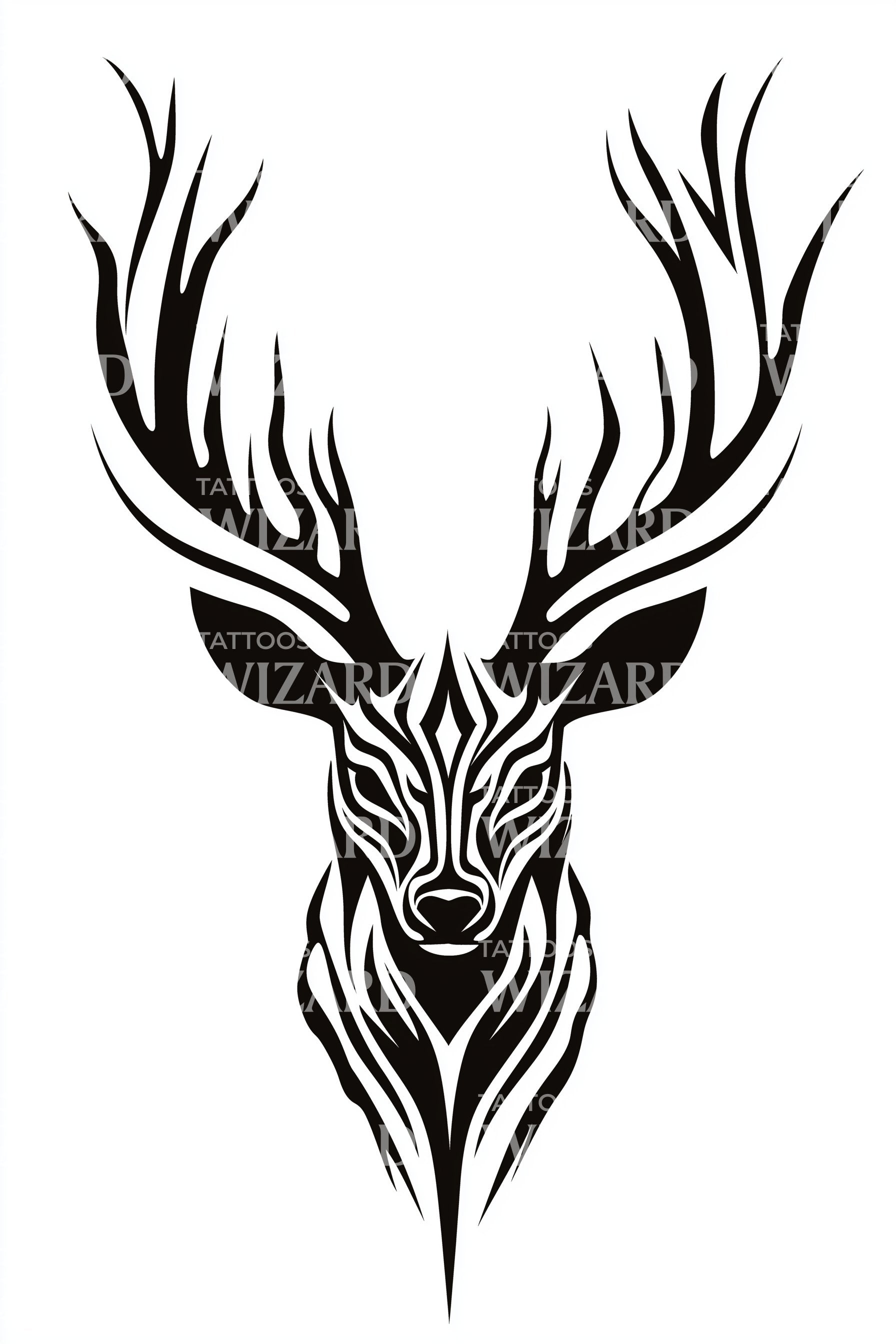Bold Antler Deer Tattoo Design – Tattoos Wizard Designs