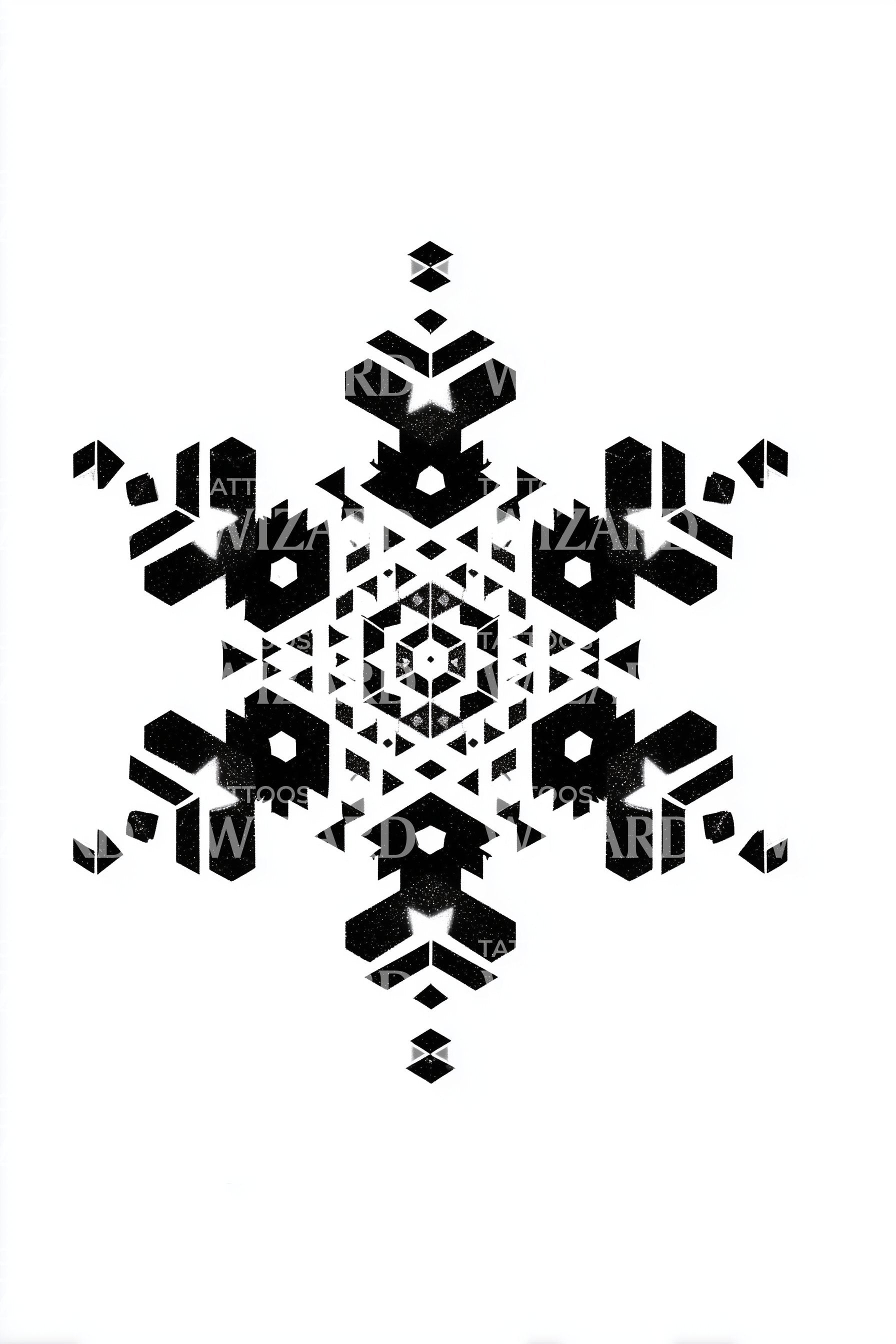 Bold Nordic Snowflake Tattoo Design – Tattoos Wizard Designs