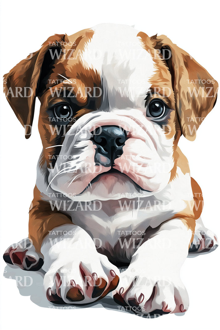 Boxer Pup Portrait Tattoo Illustration – Tattoos Wizard Designs