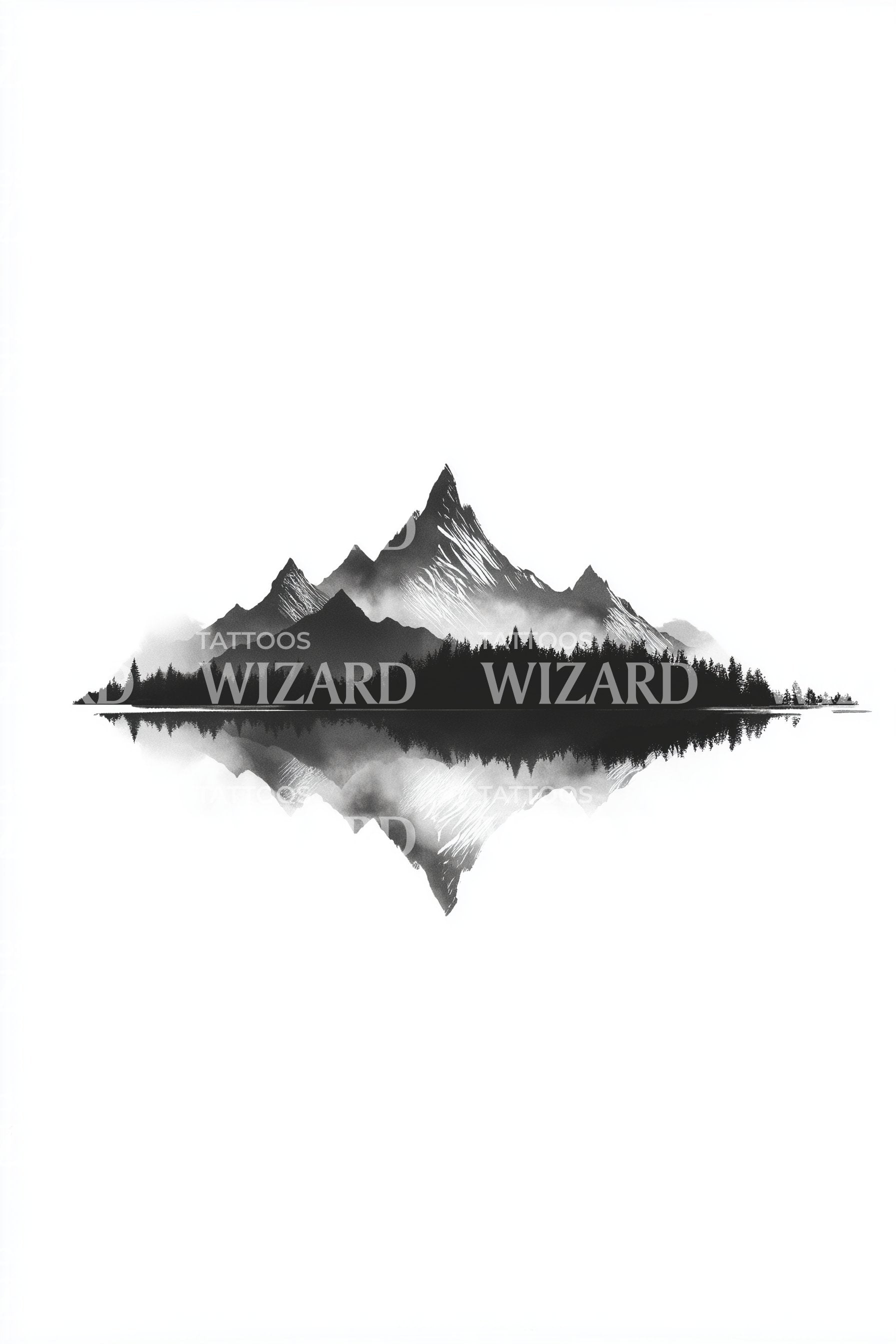 Calm Ridge Lake Reflection Tattoo Idea – Tattoos Wizard Designs