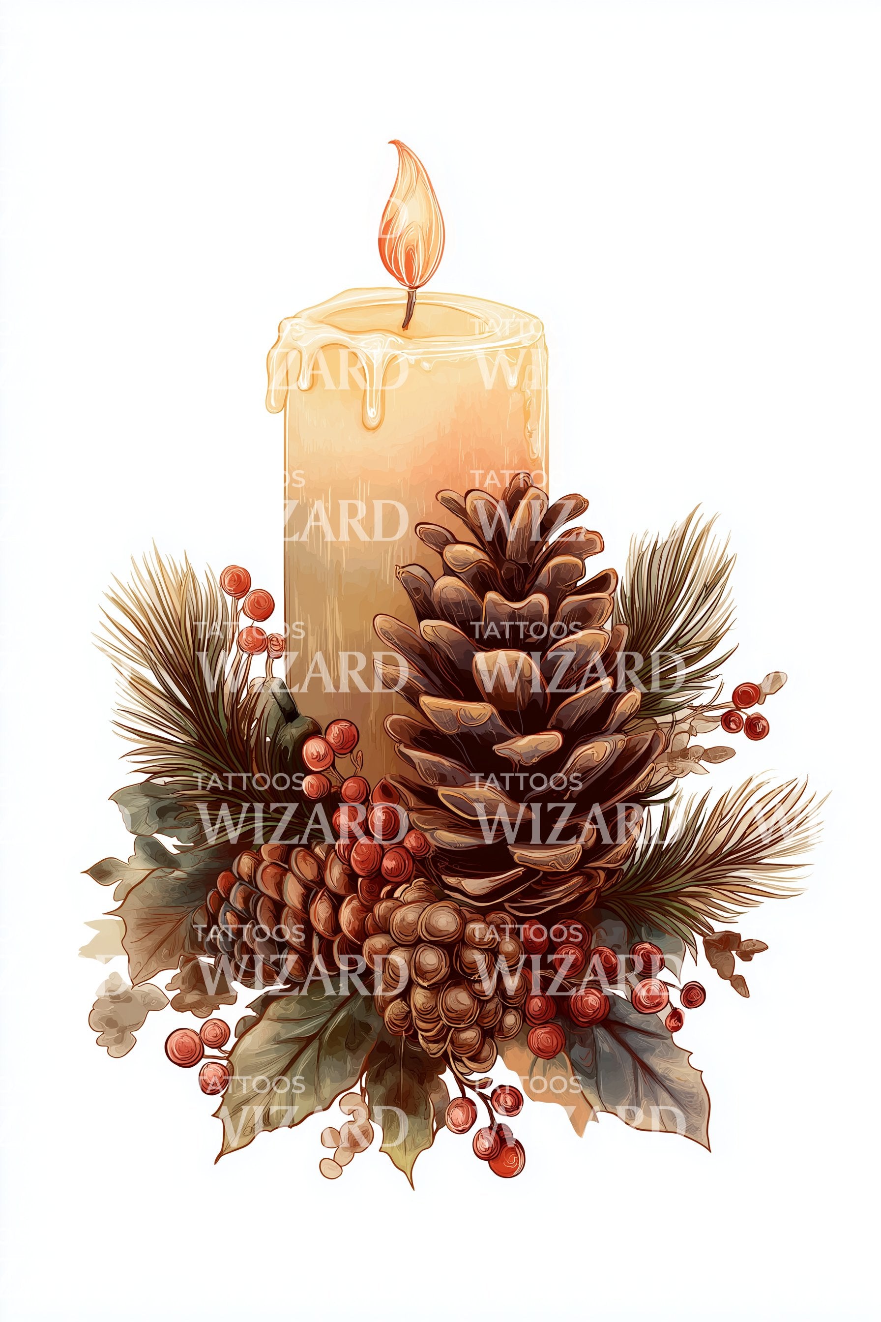Candle Pinecone Tattoo Design – Tattoos Wizard Designs