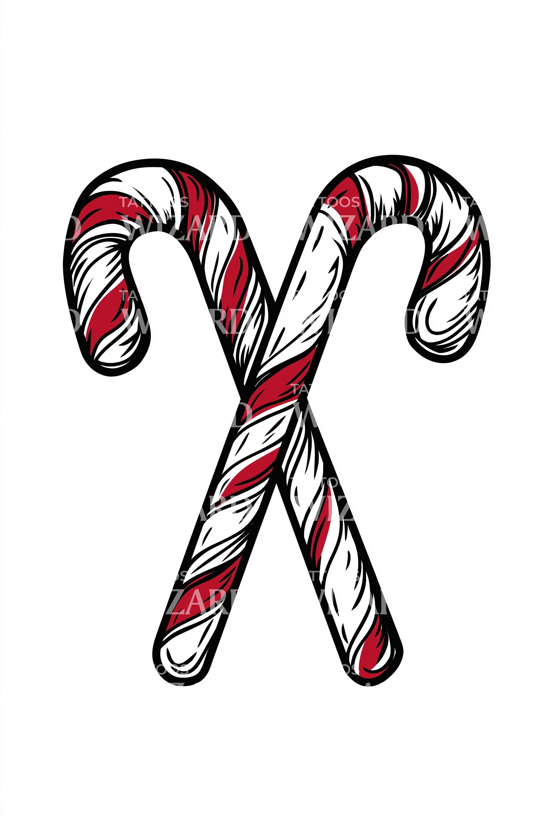 Classic Candy Canes Tattoo Design – Tattoos Wizard Designs