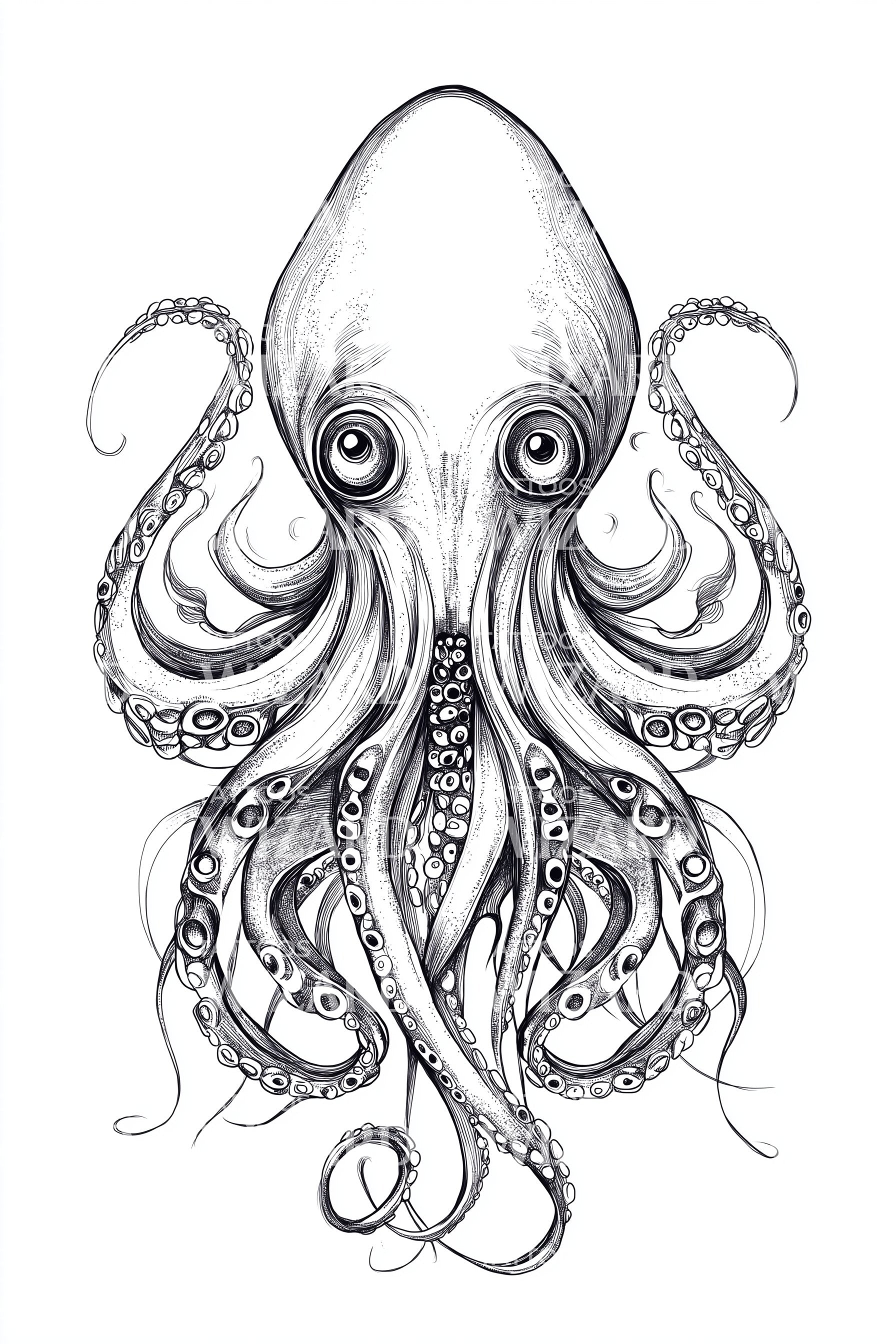 Classic Octopus Portrait Tattoo Design – Tattoos Wizard Designs