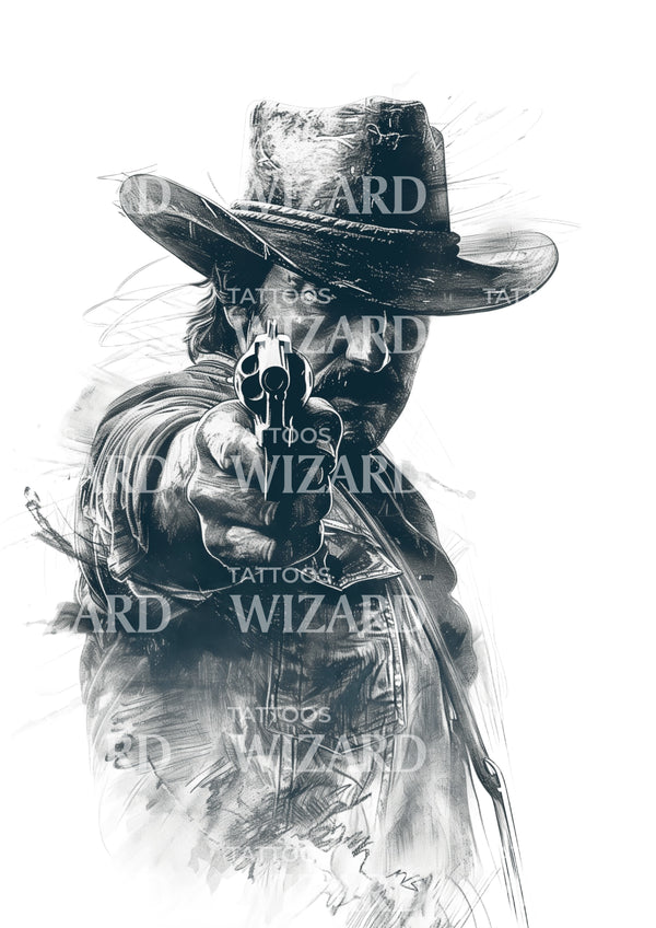 Cowboy Shooting Tattoo Design – Tattoos Wizard Designs
