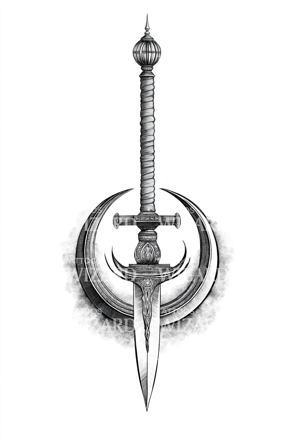 Crescent Blade Dagger Tattoo Idea – Tattoos Wizard Designs