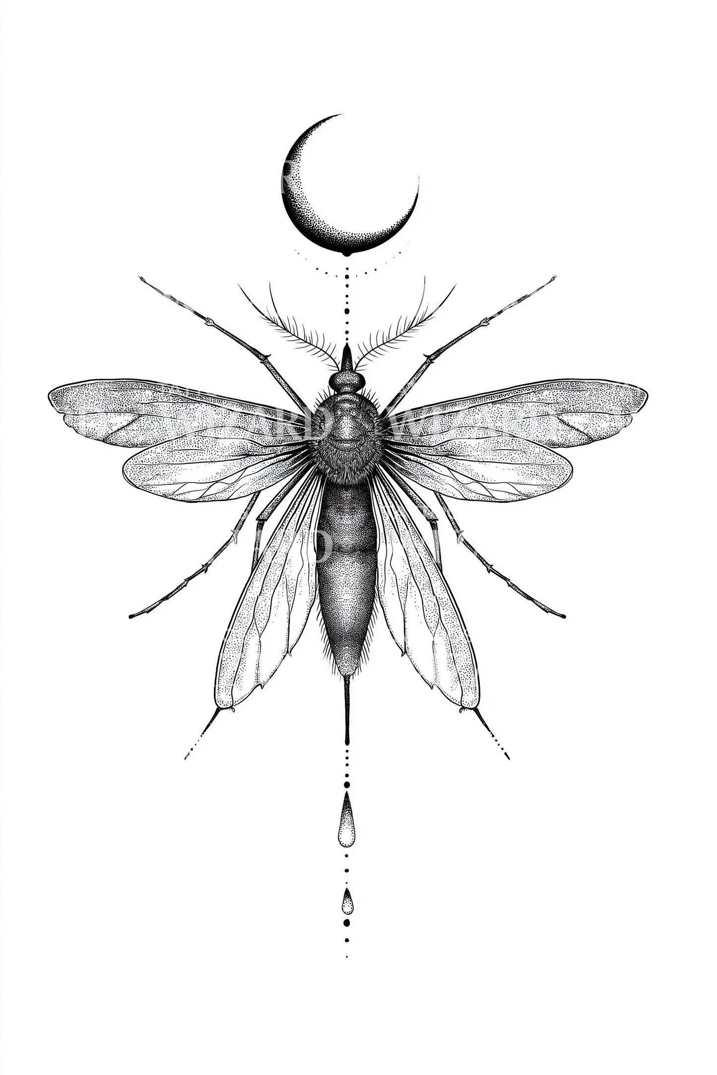 Crescent Moon Moth Tattoo Design – Tattoos Wizard Designs