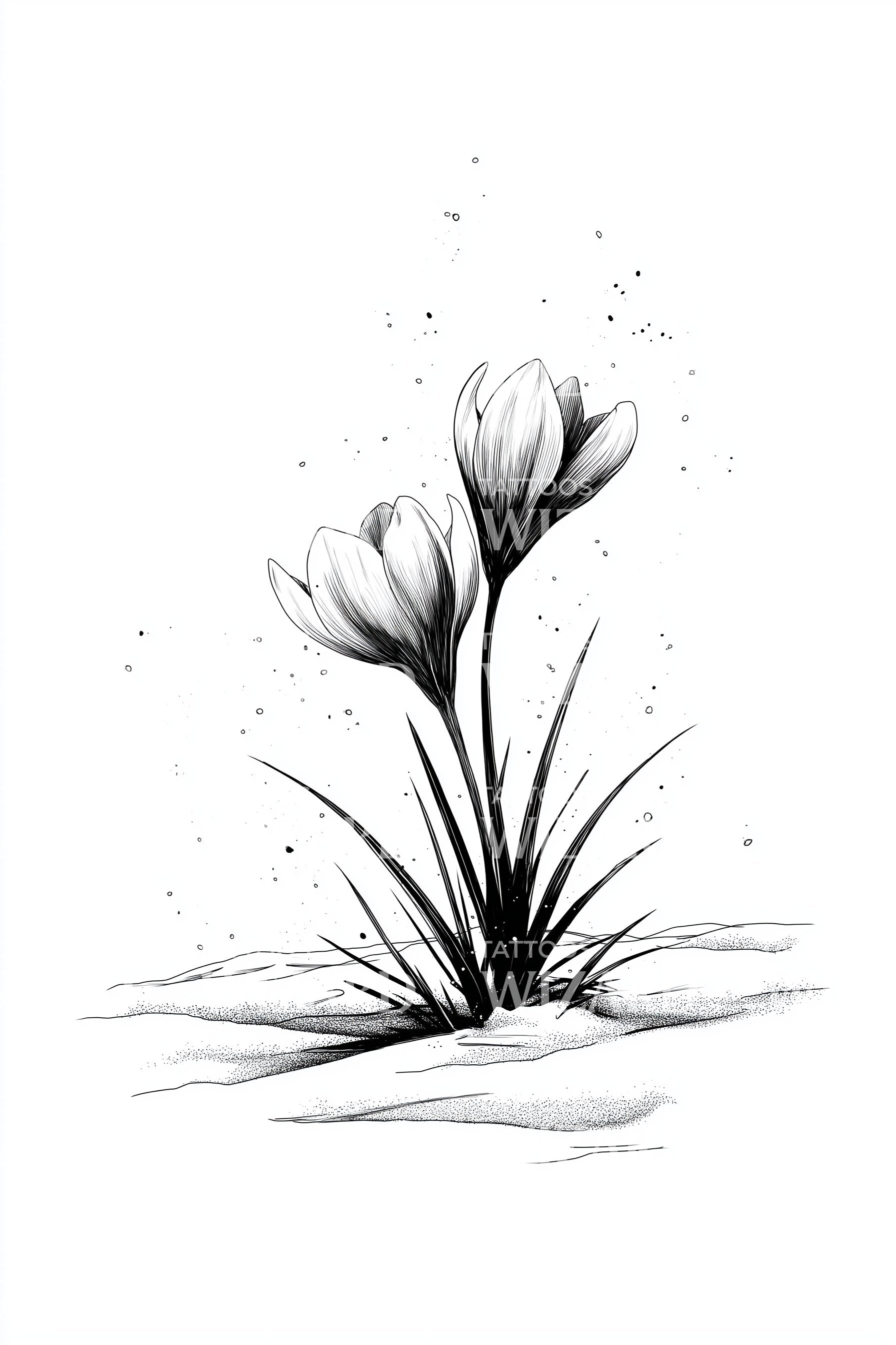 Crocus Spring Sprout Tattoo Design – Tattoos Wizard Designs