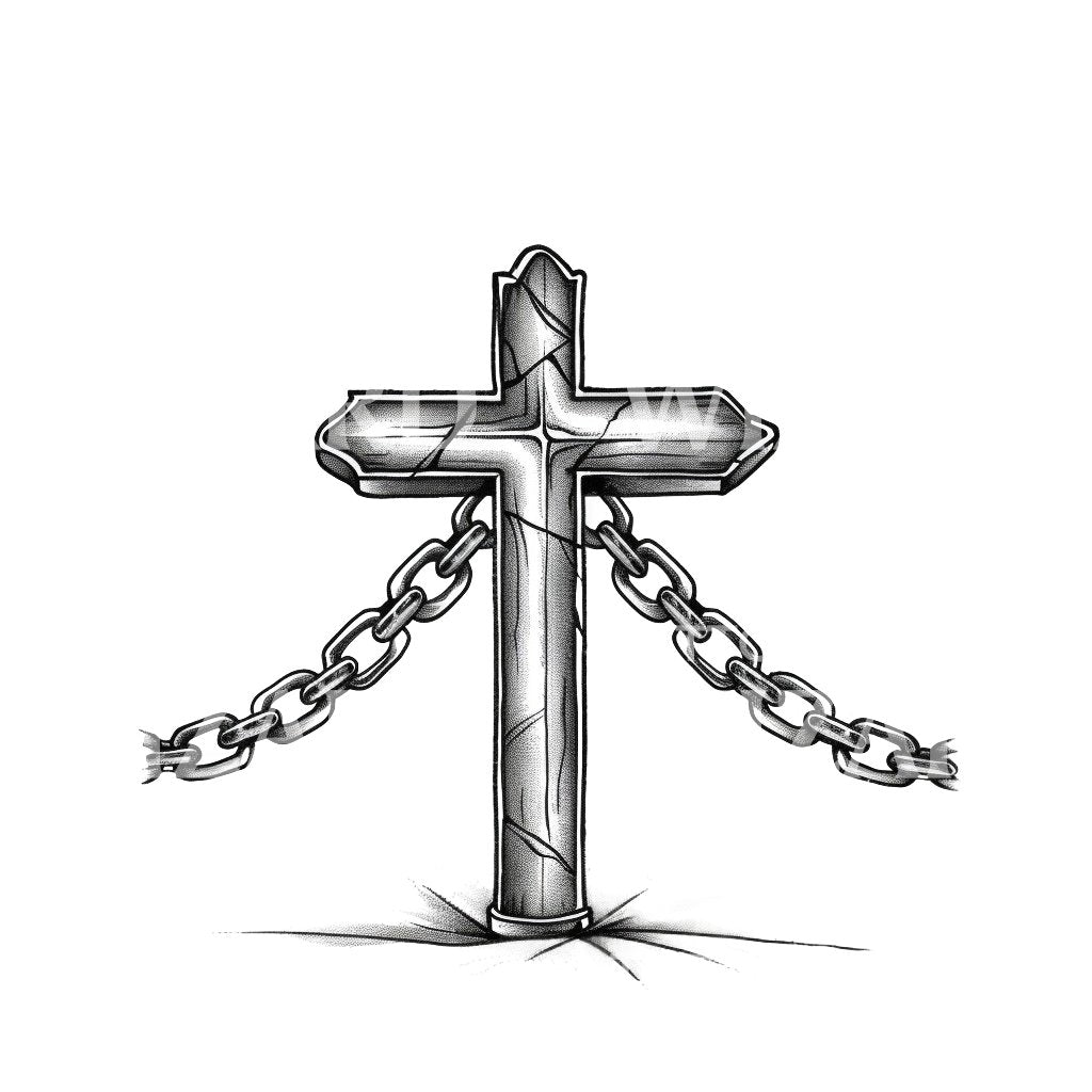 Cross with Heavy Chains Tattoo Design – Tattoos Wizard Designs