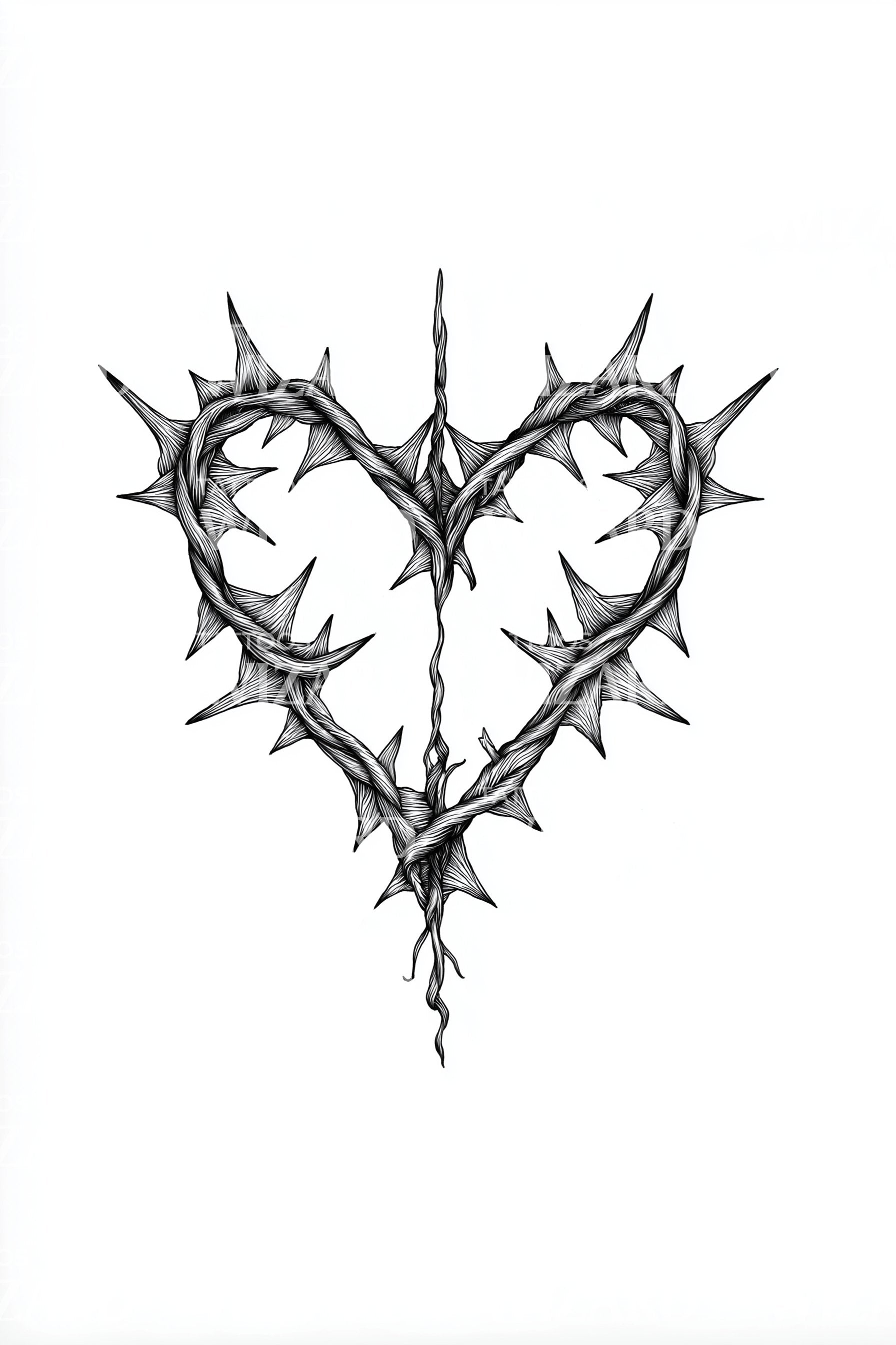 Crown of Thorns Heart Tattoo Illustration – Tattoos Wizard Designs