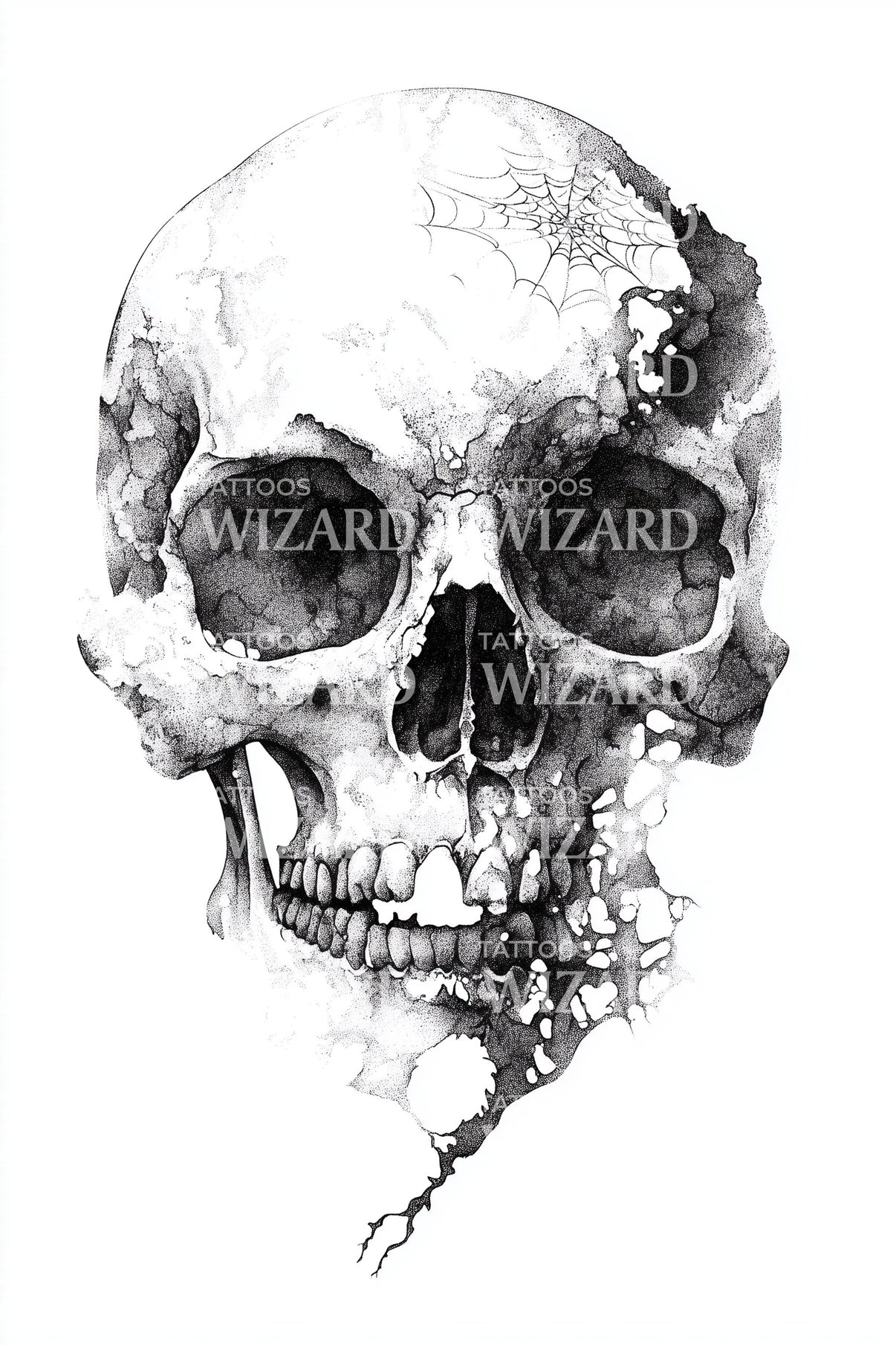 Crumbling Skull Decay Tattoo Design – Tattoos Wizard Designs