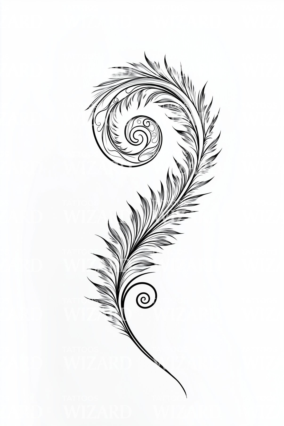 Delicate Fern Scroll Tattoo Idea – Tattoos Wizard Designs