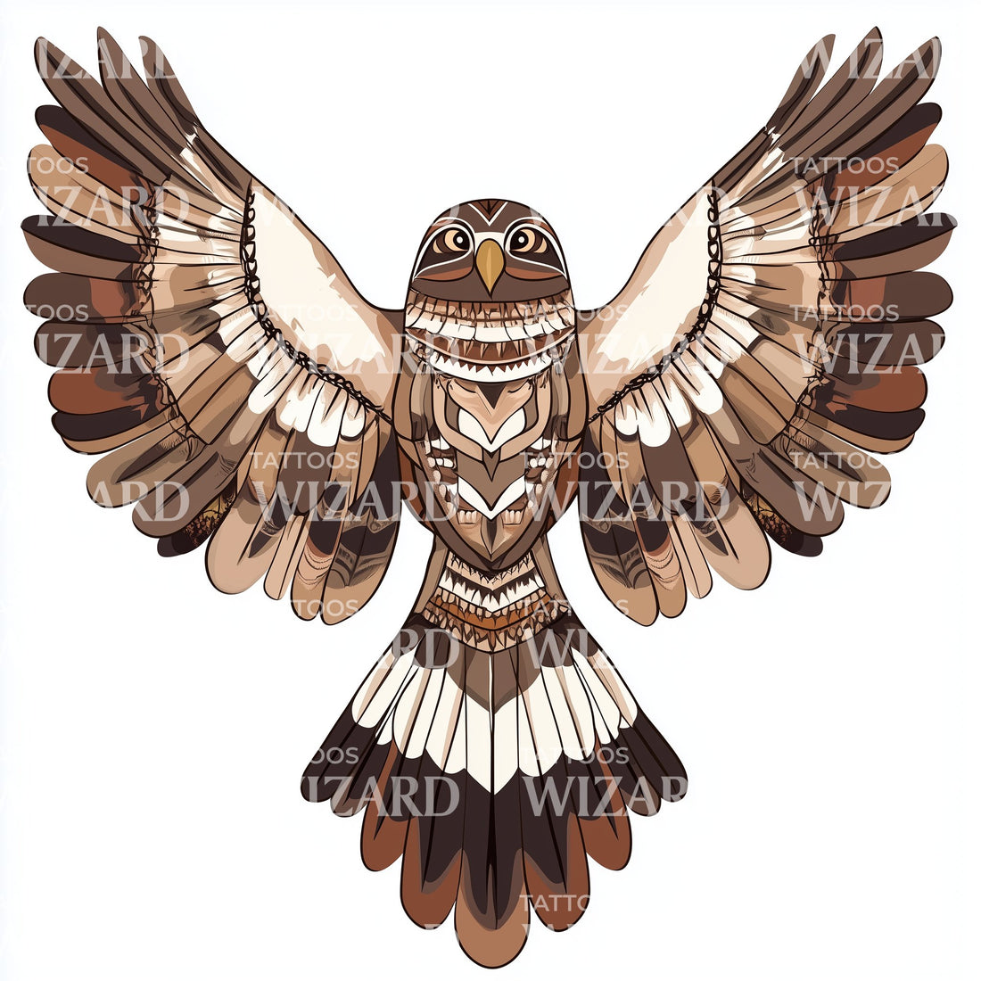 Detailed Native American Thunderbird Symbol Tattoo Illustration ...