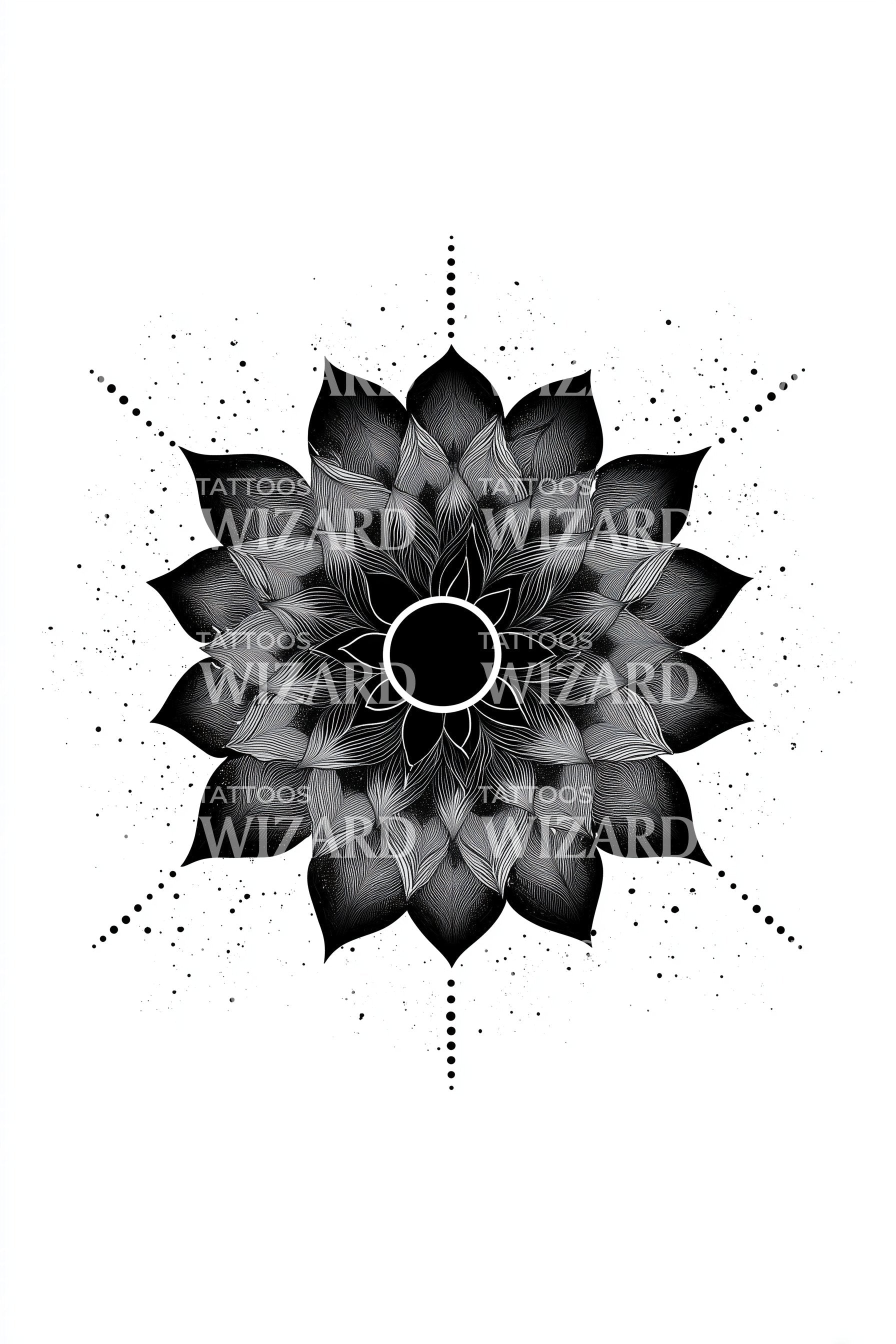 Dotwork Petal Mandala Tattoo Design – Tattoos Wizard Designs