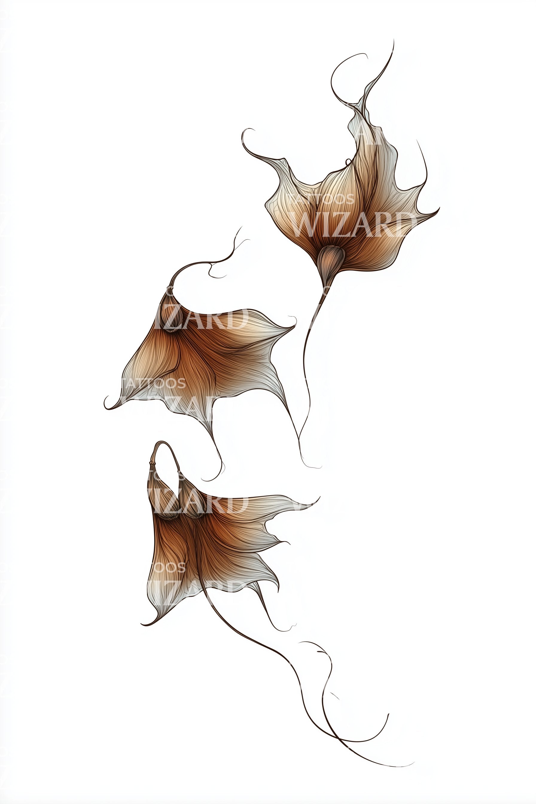 Drifting Petal Dance Tattoo Illustration – Tattoos Wizard Designs
