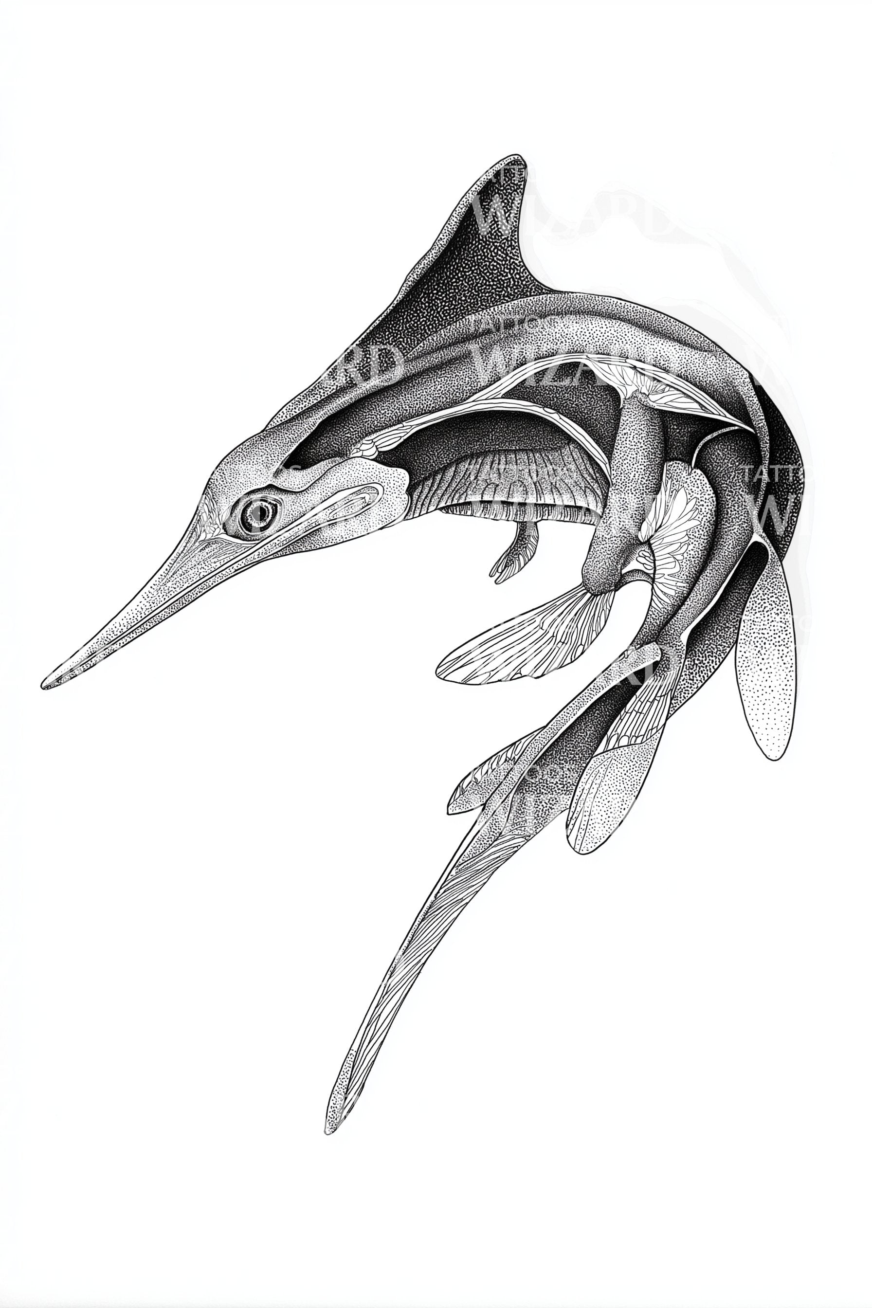 Dynamic Swordfish Dive Tattoo Design – Tattoos Wizard Designs