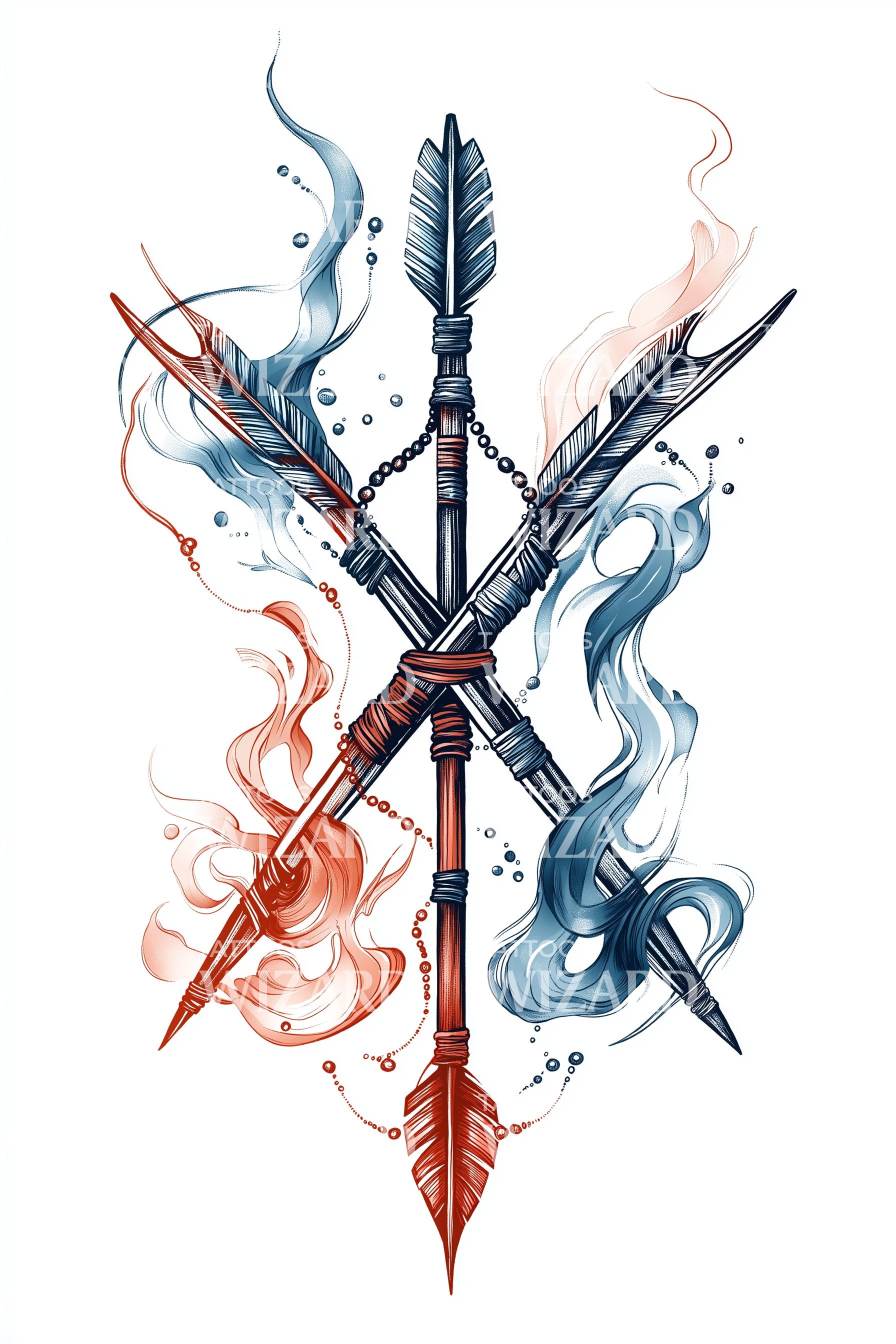 Elemental Crossed Arrows Tattoo Design – Tattoos Wizard Designs