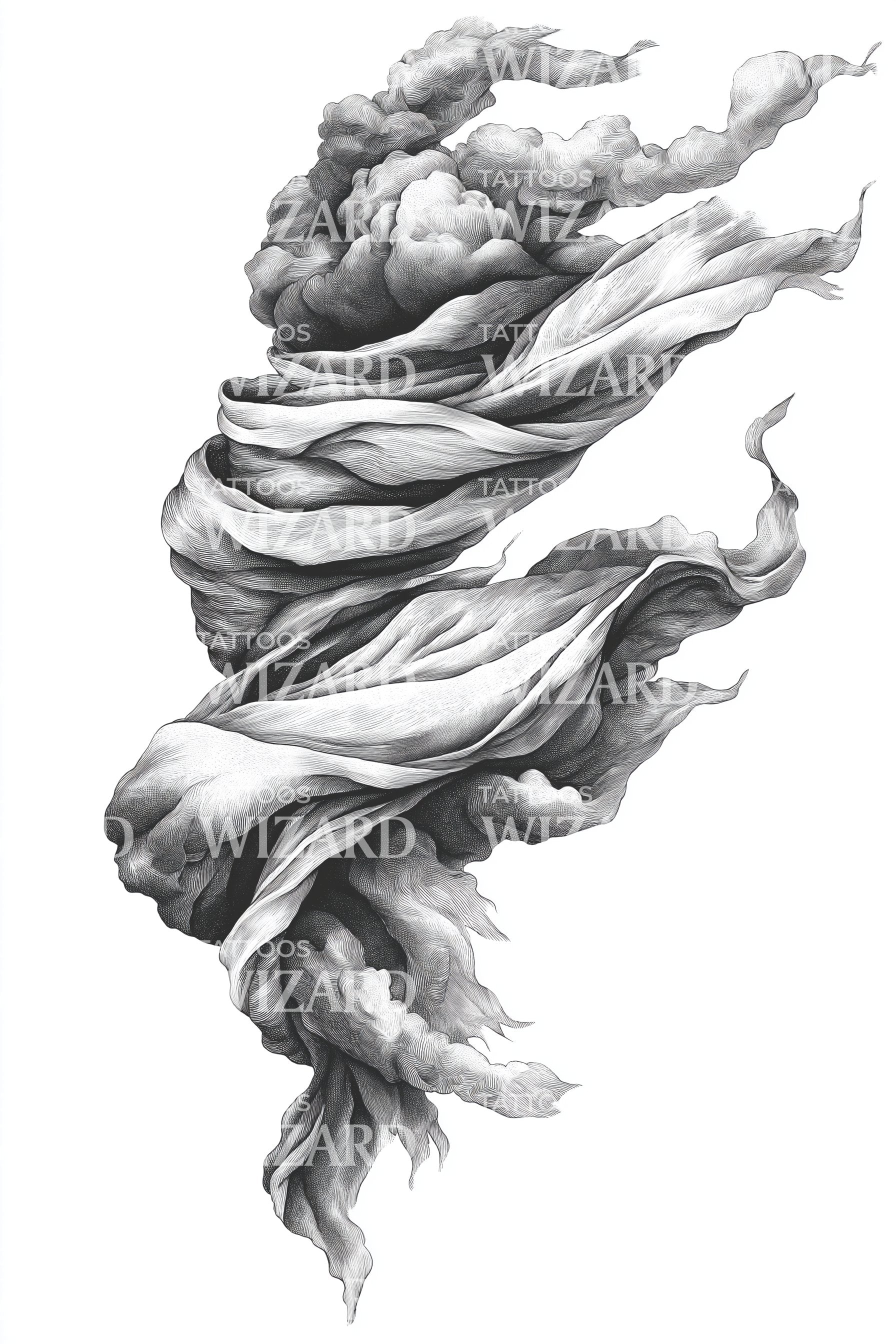 Ethereal Smoke Ribbon Tattoo Design – Tattoos Wizard Designs