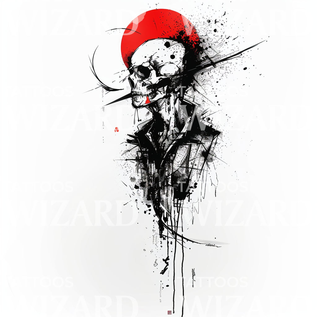 Facing Death Sketch Tattoo Design – Tattoos Wizard Designs