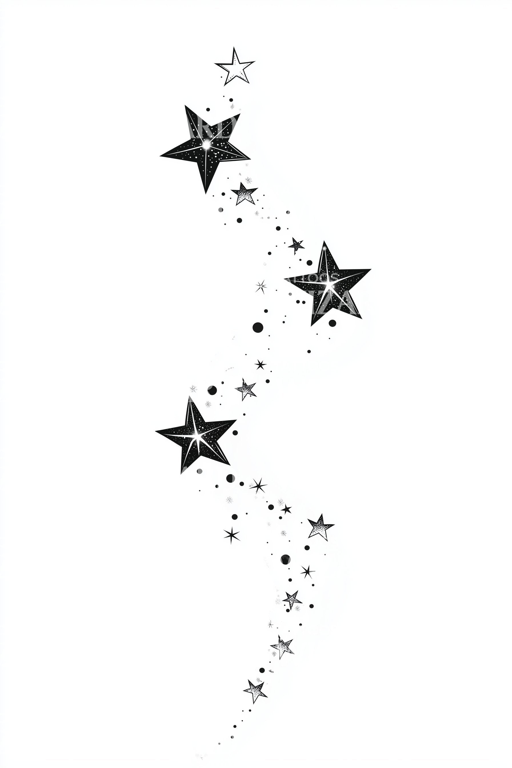 Falling Star Swirl Path Tattoo Illustration – Tattoos Wizard Designs