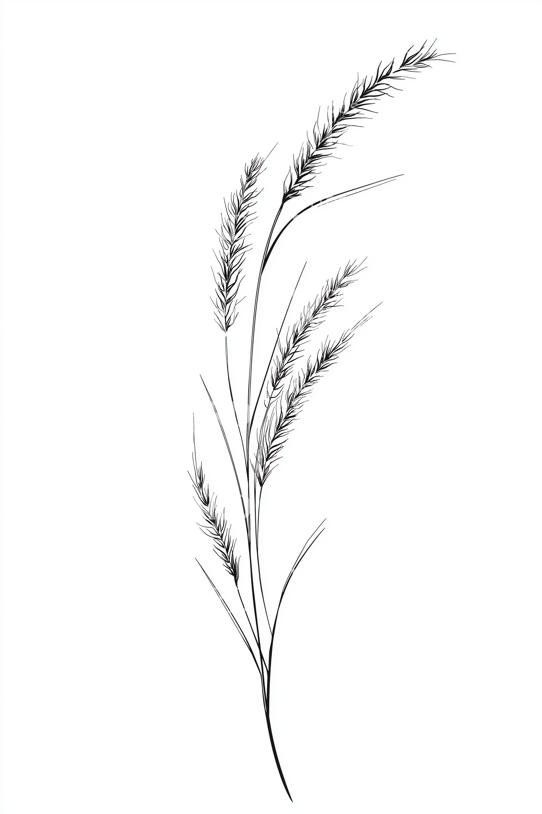 Feathery Grass Blade Tattoo Design – Tattoos Wizard Designs