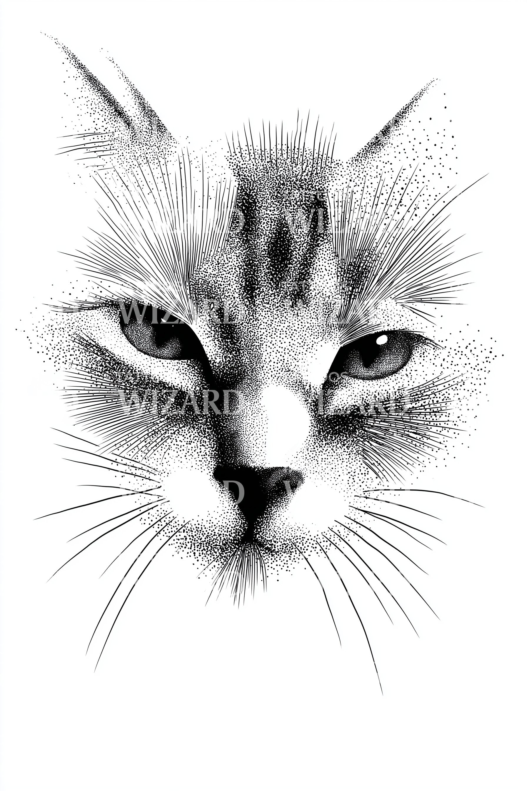 Fierce Cat Portrait Tattoo Design – Tattoos Wizard Designs