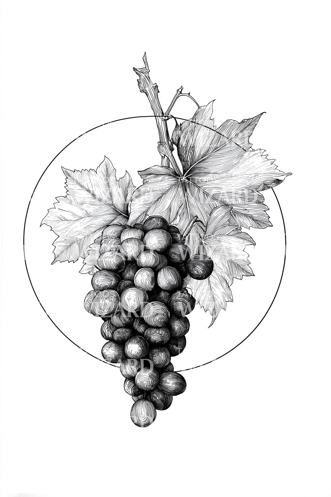 Fine Line Grapes Tattoo Design – Tattoos Wizard Designs