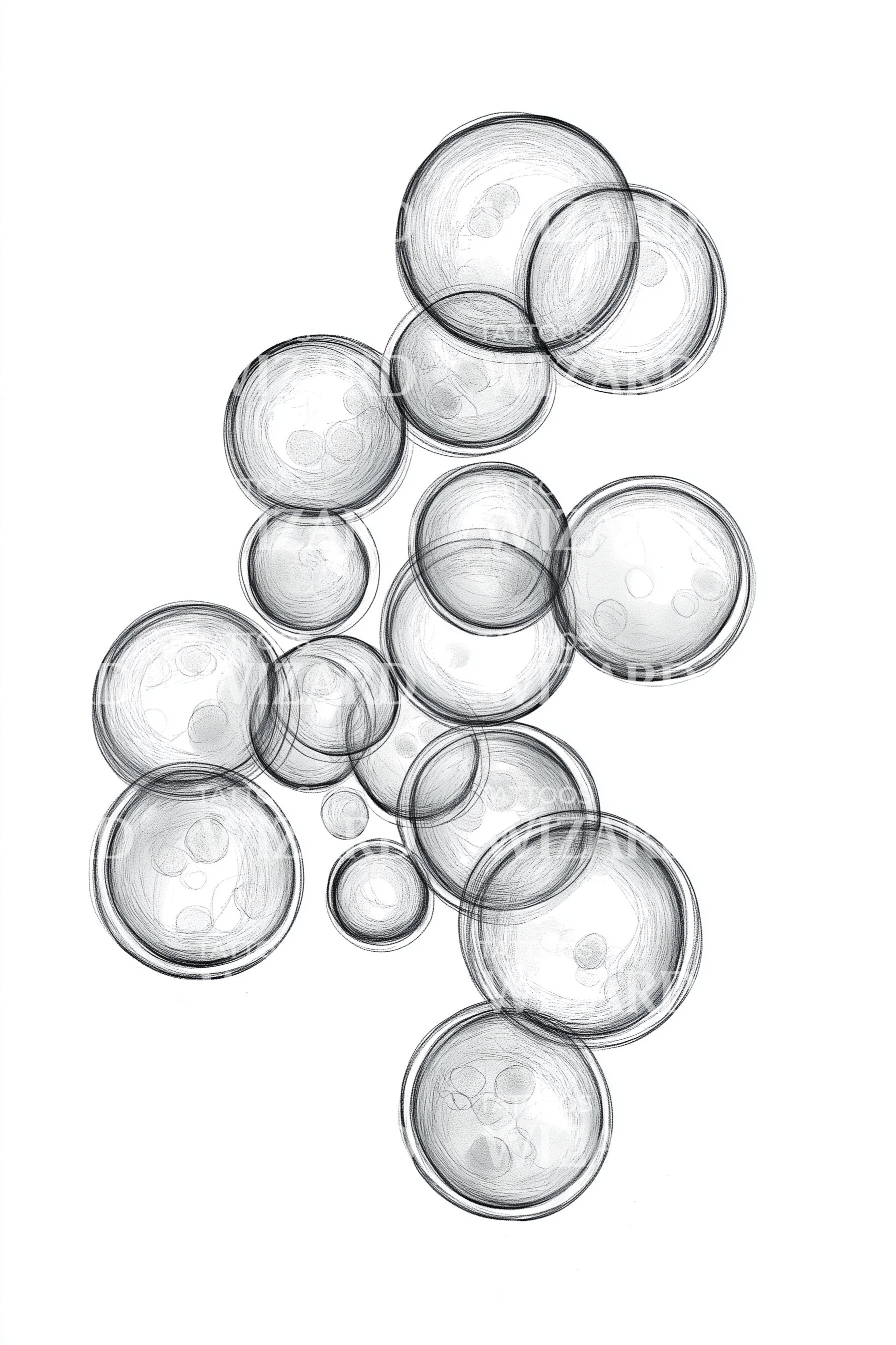 Floating Bubble Cluster Tattoo Illustration – Tattoos Wizard Designs
